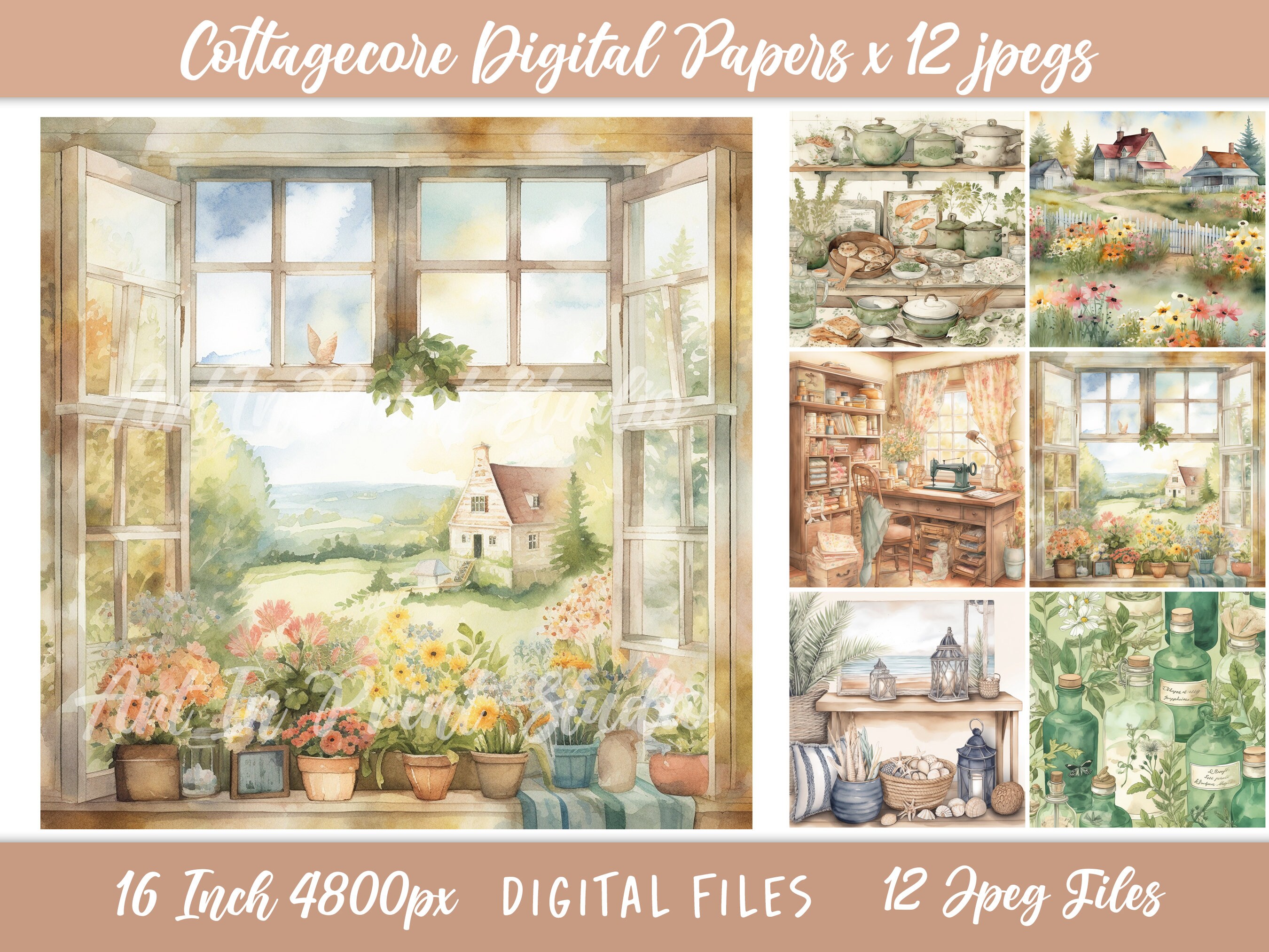 Cottagecore Digital Paper Cottagecore Prints Wall Art Card - Etsy