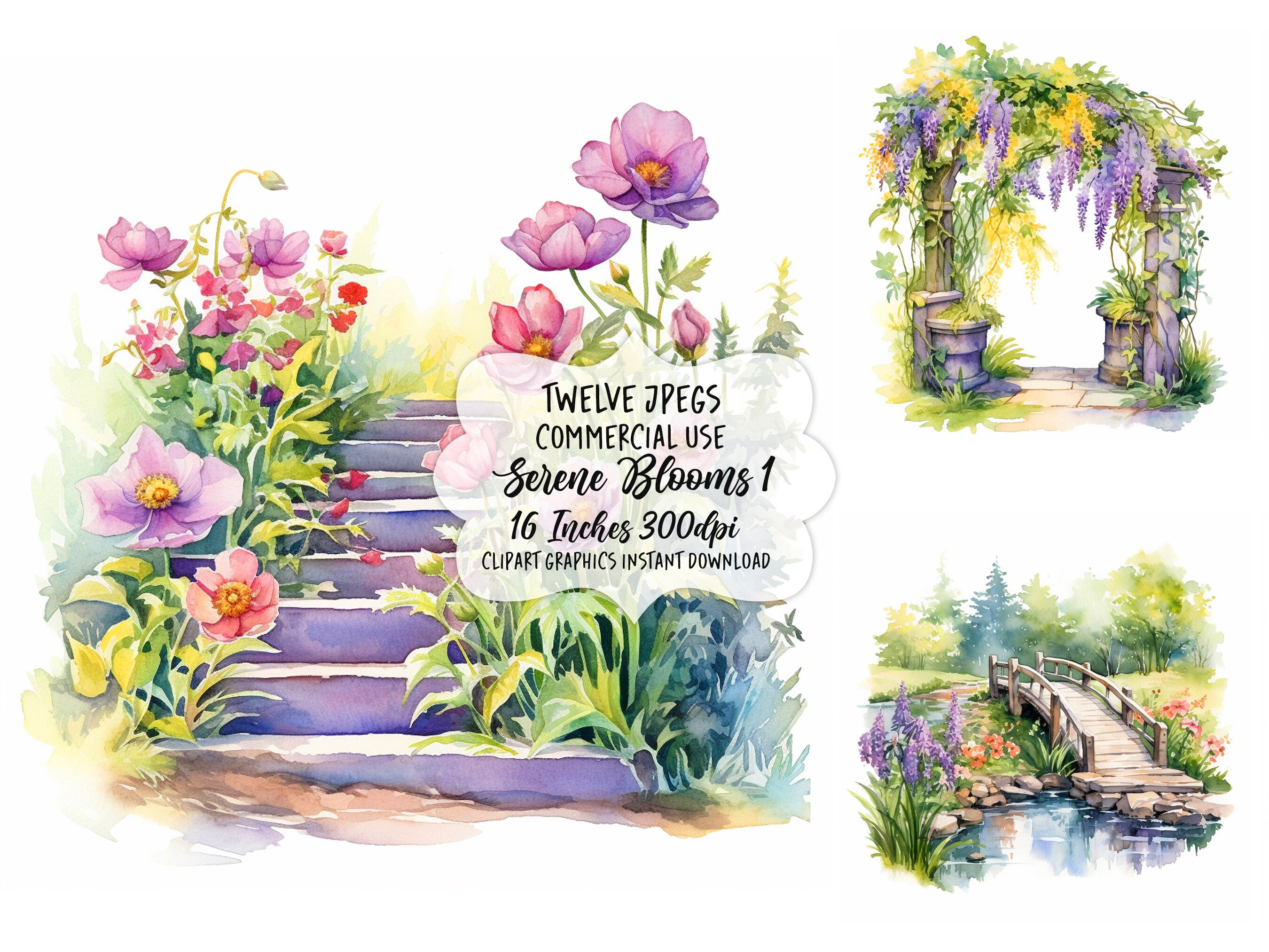 Spring Flower Clipart, Floral Clipart, Floral Botanical Clip Art ...