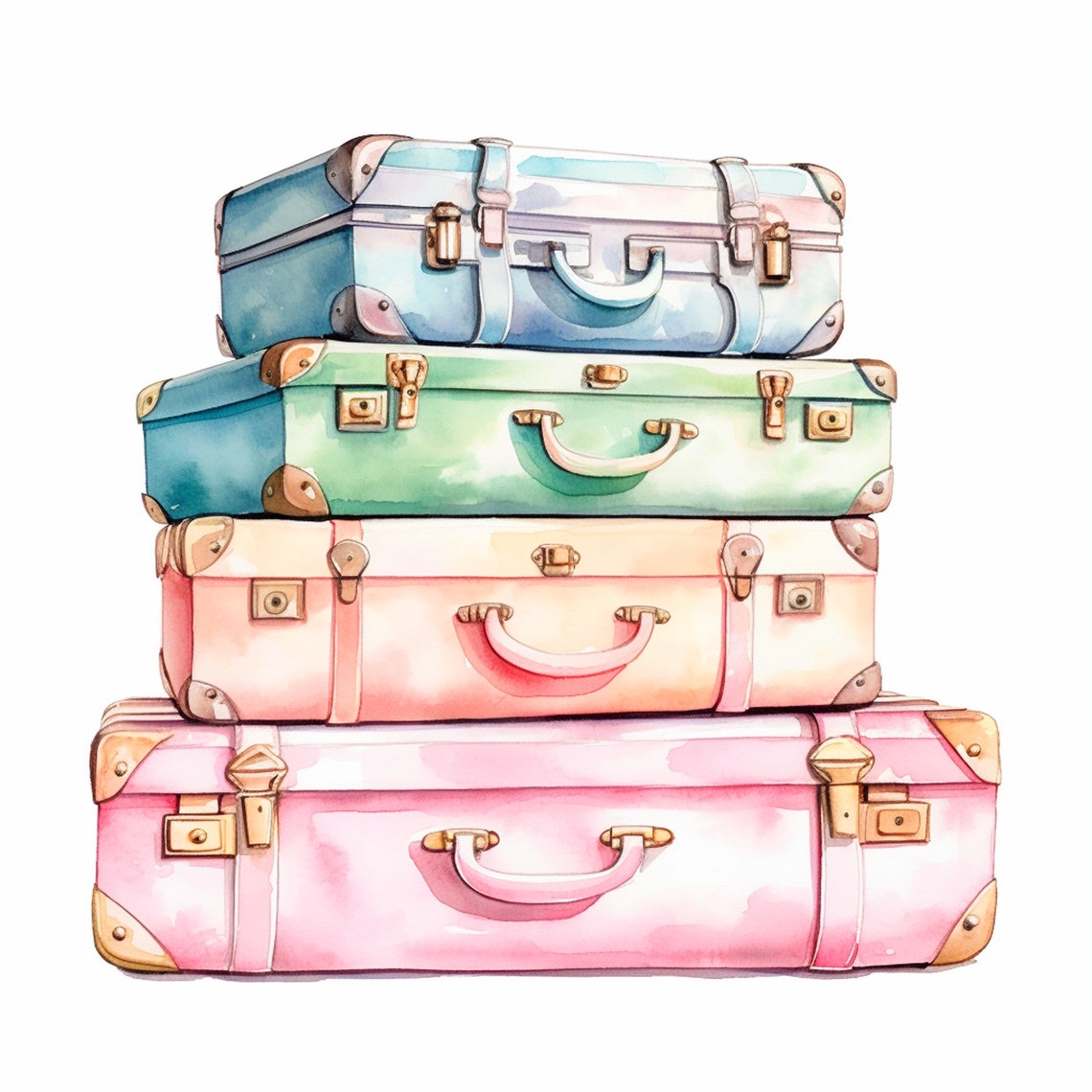 Travel Luggage Clipart Suitcase Clip Art Vacation Images - Etsy