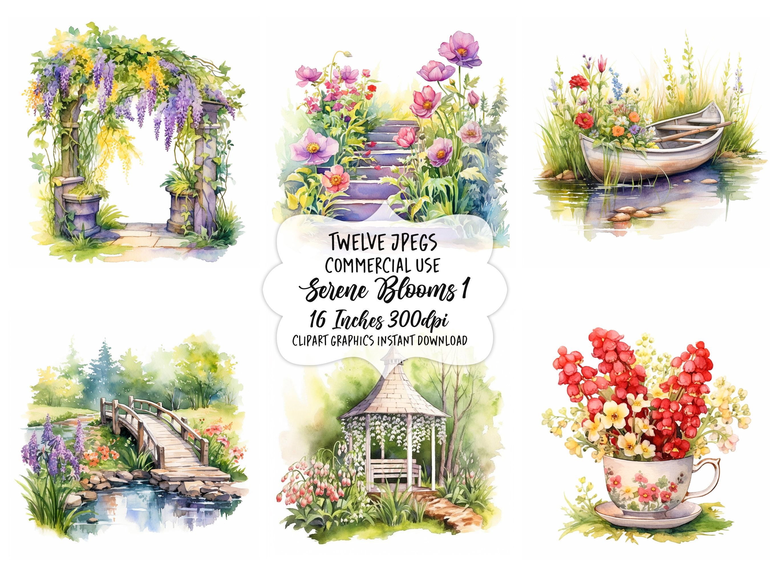 Spring Flower Clipart, Floral Clipart, Floral Botanical Clip Art ...