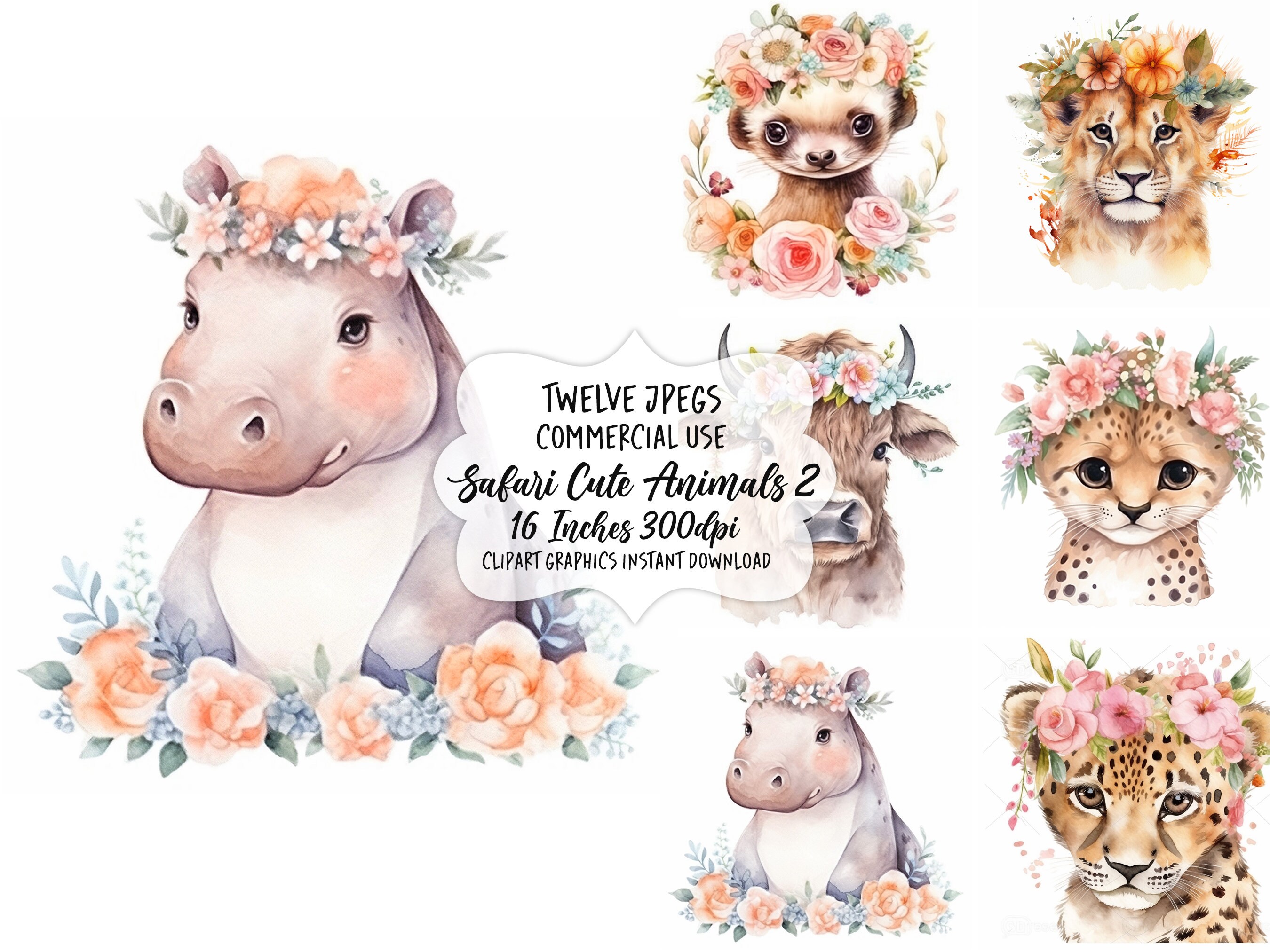 Baby Jungle Safari Animals Clipart Nursery Art Baby Shower - Etsy