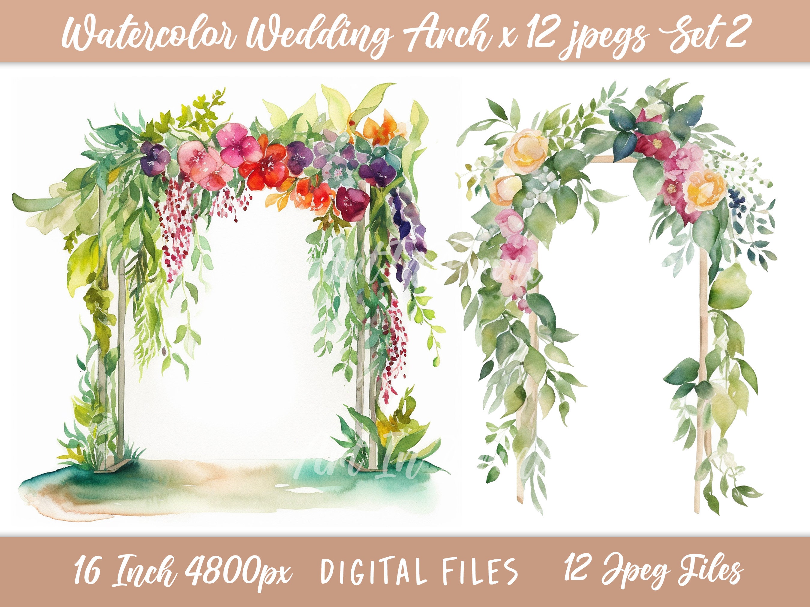 Watercolor Clipart Wedding Arch Flowers Arch Wedding - Etsy