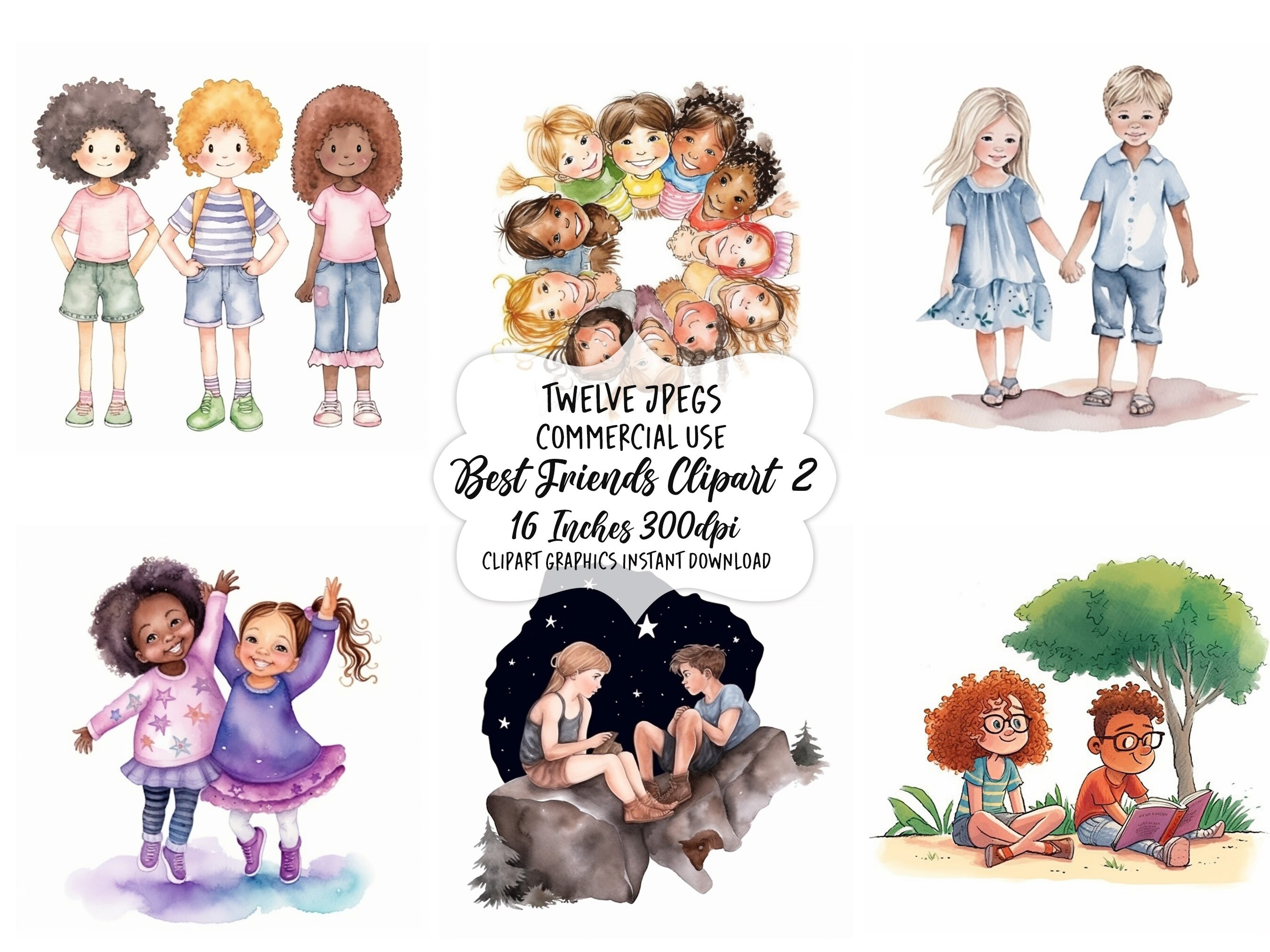 Best Friends Clipart, Best Friends Clip Art, Commercial Use, Digital ...