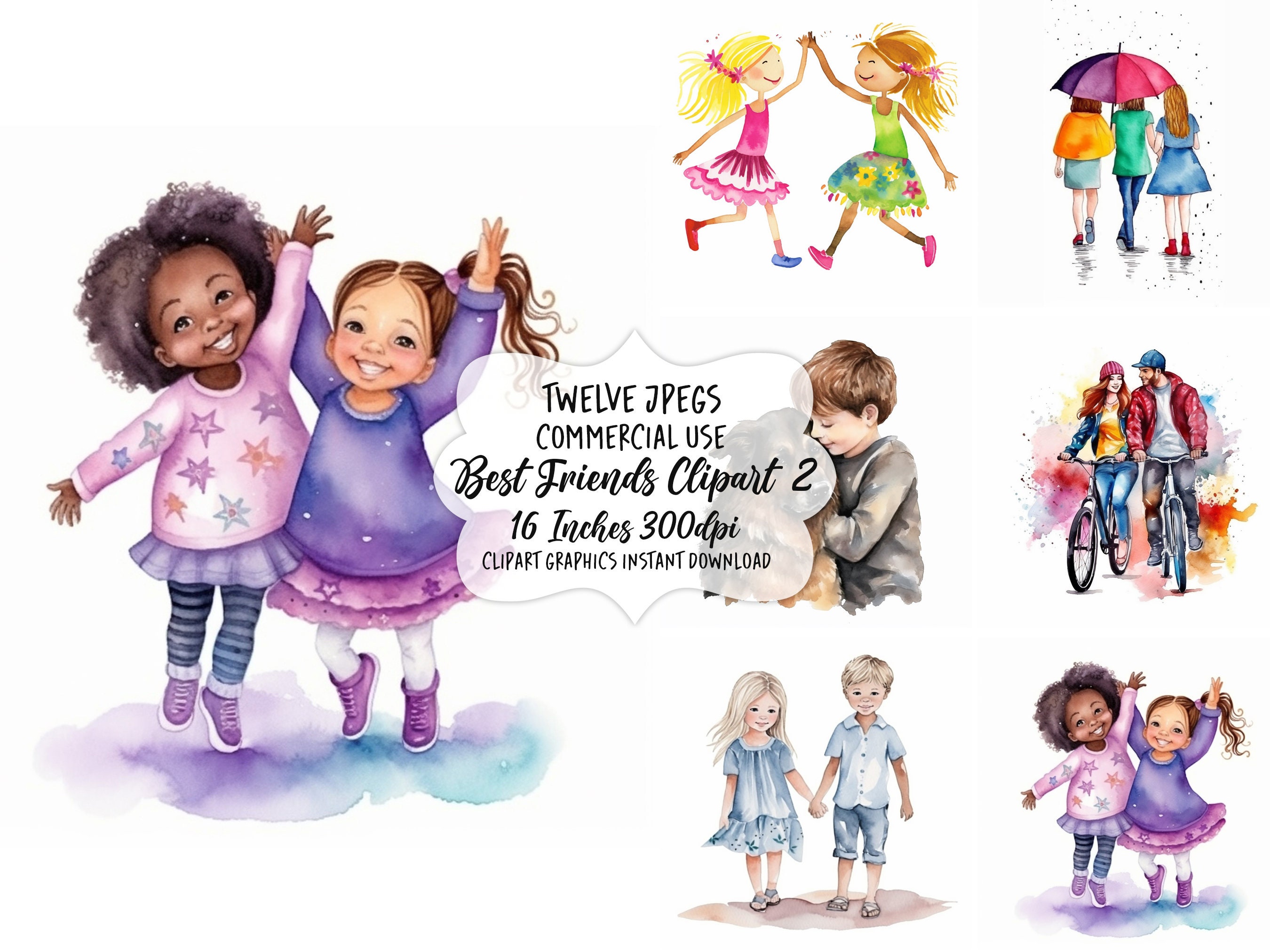 Best Friends Clipart, Best Friends Clip Art, Commercial Use, Digital ...