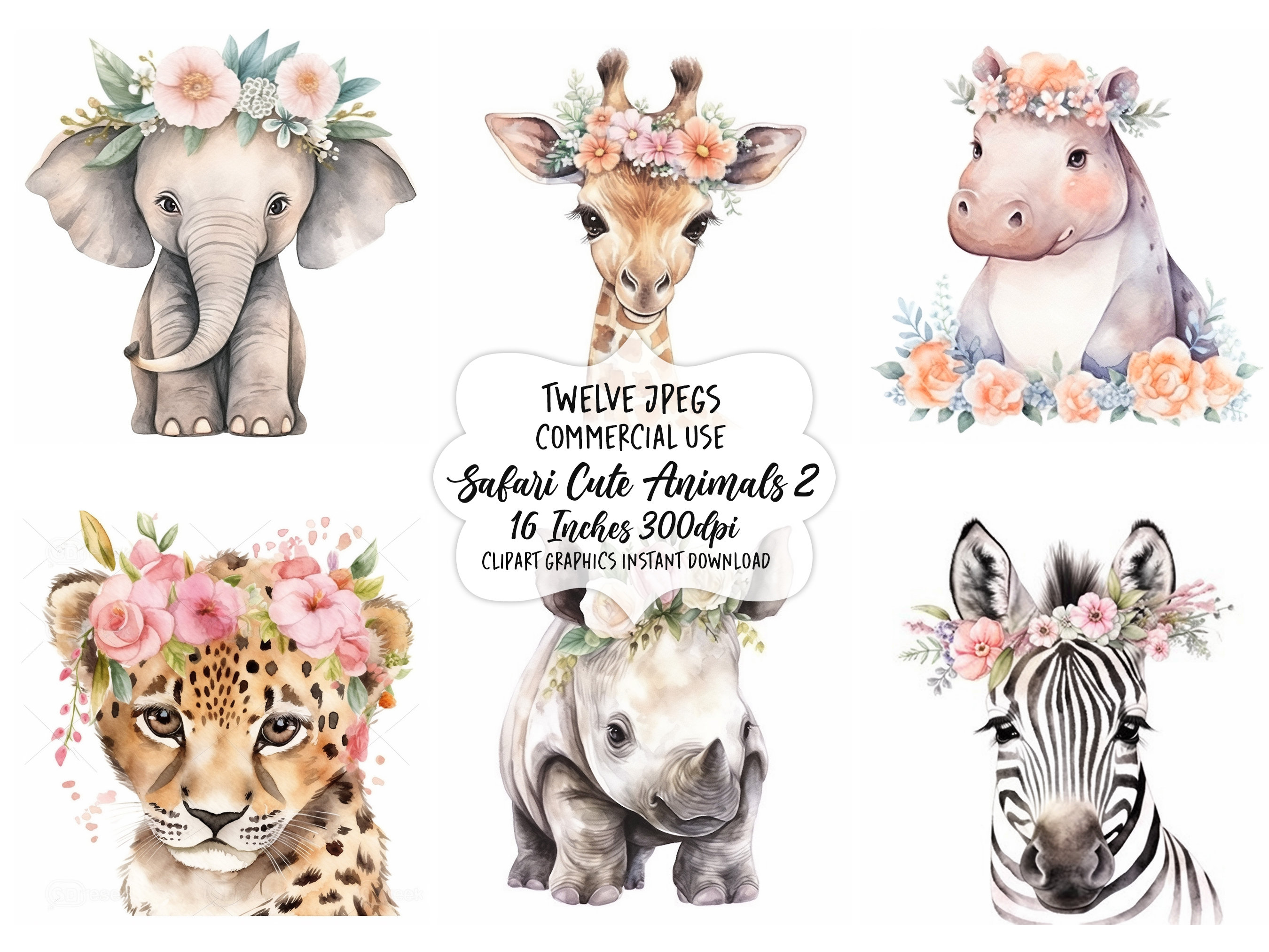 Baby Jungle Safari Animals Clipart Nursery Art Baby Shower - Etsy