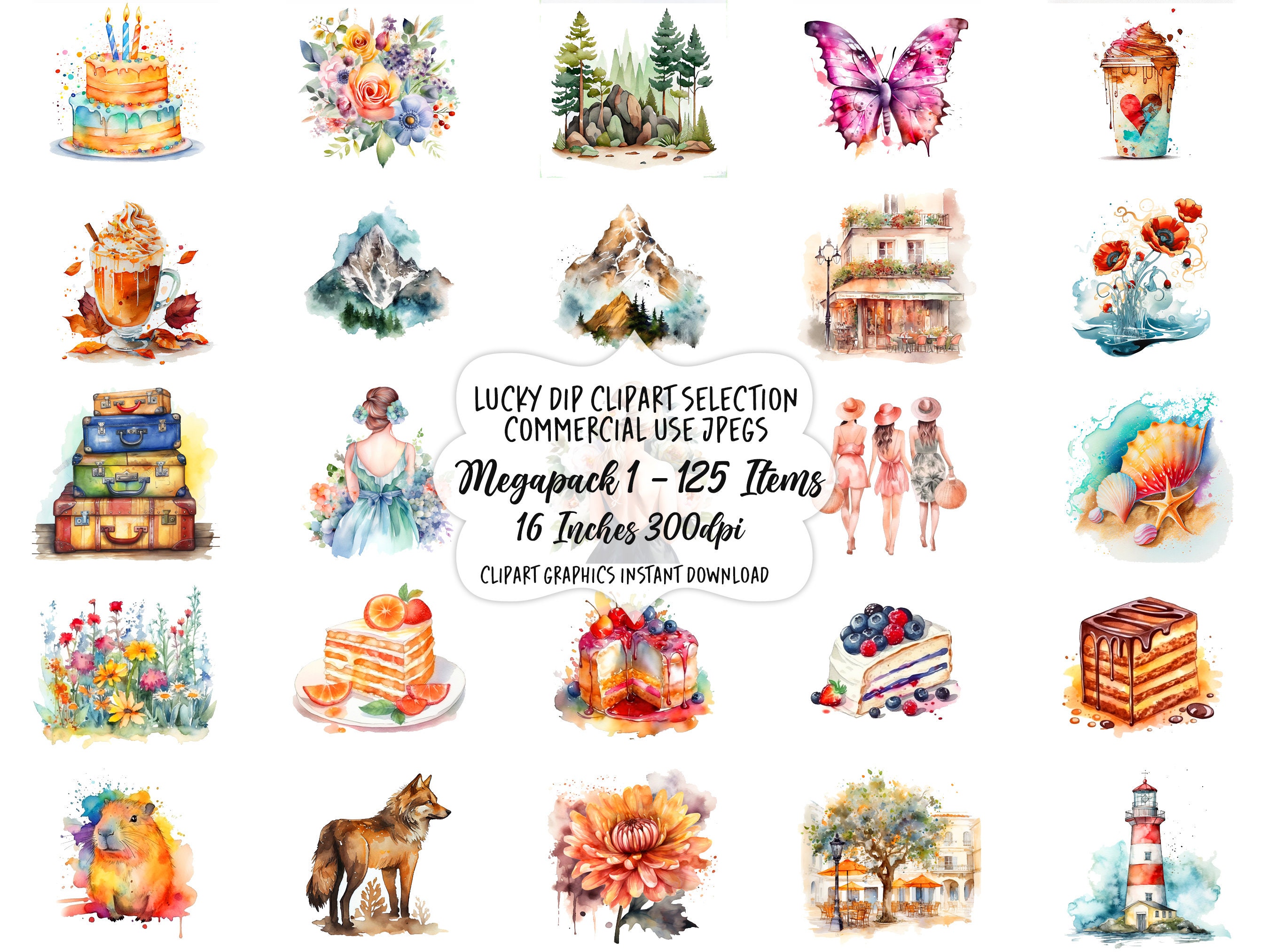 MEGA Clipart Bundle Mixed Clip Art Set Card Making - Etsy