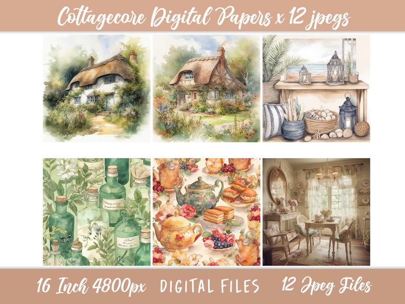 Cottagecore Digital Paper Cottagecore Prints Wall Art Card - Etsy