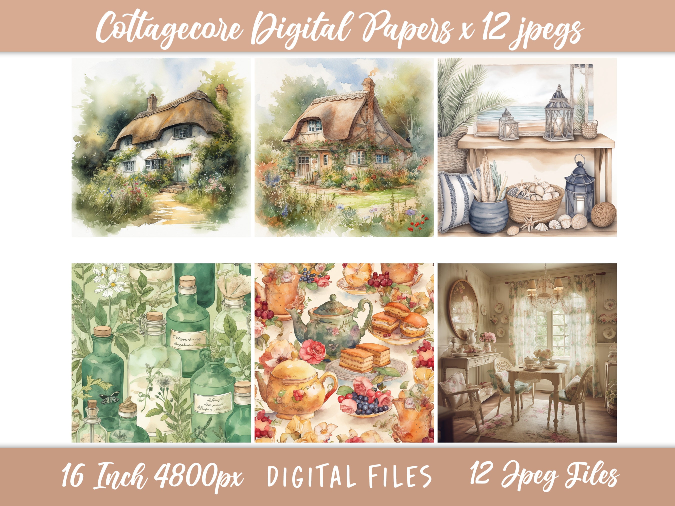 Cottagecore Digital Paper Cottagecore Prints Wall Art Card - Etsy