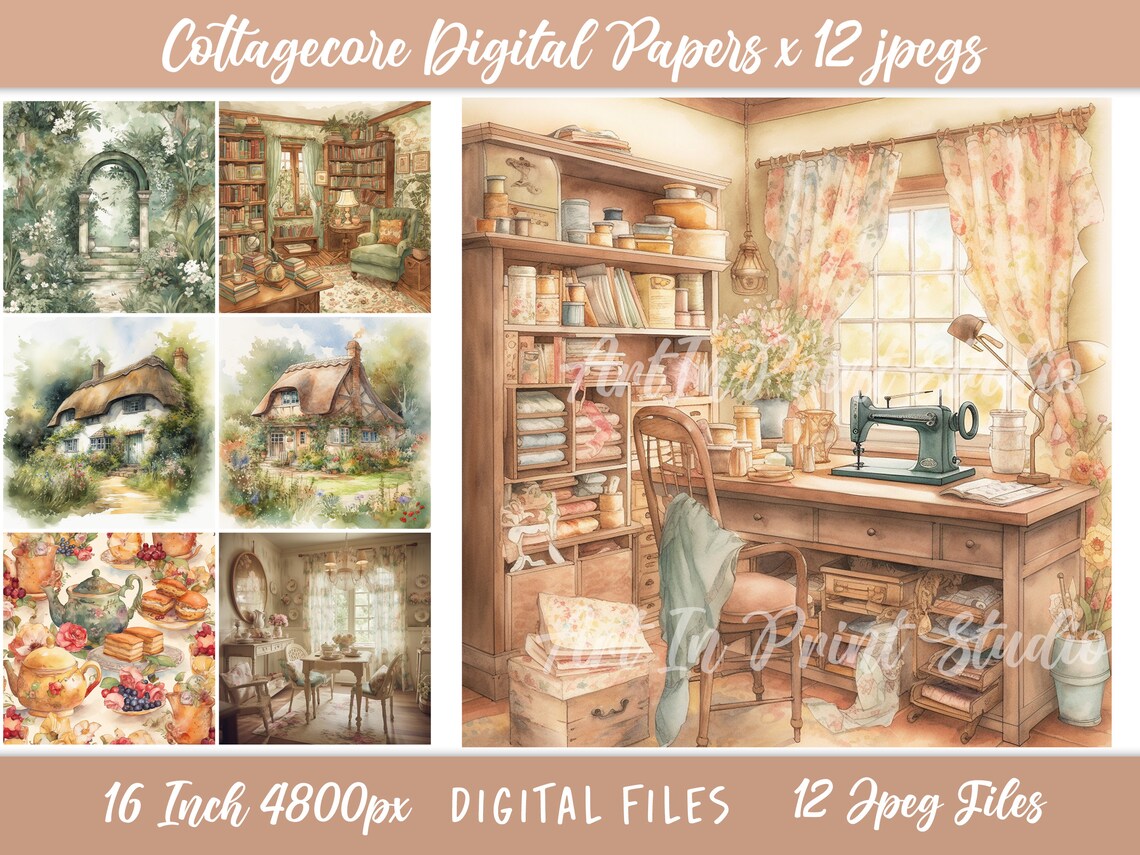 Cottagecore Digital Paper Cottagecore Prints Wall Art Card - Etsy