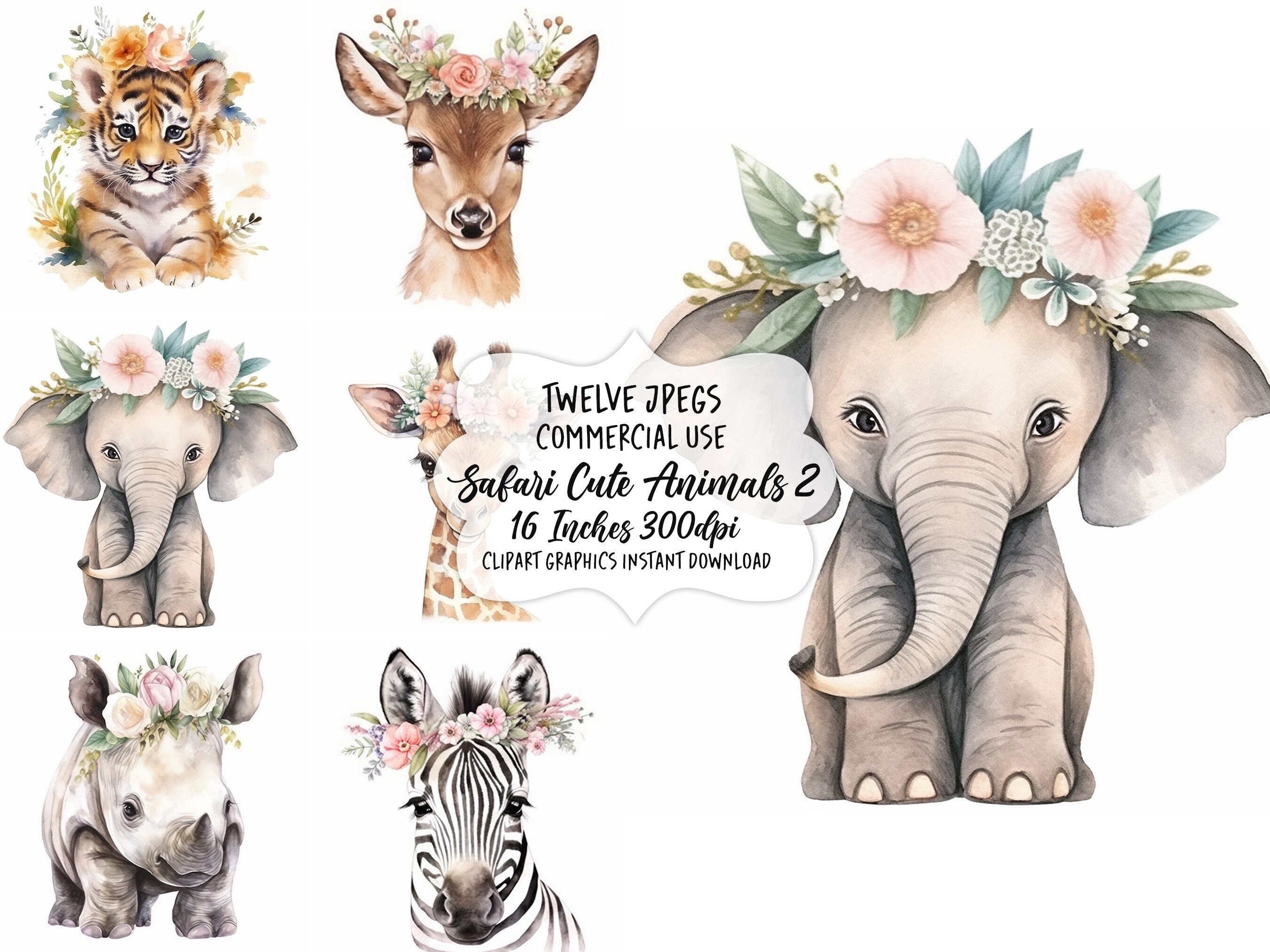 Baby Jungle Safari Animals Clipart Nursery Art Baby Shower - Etsy