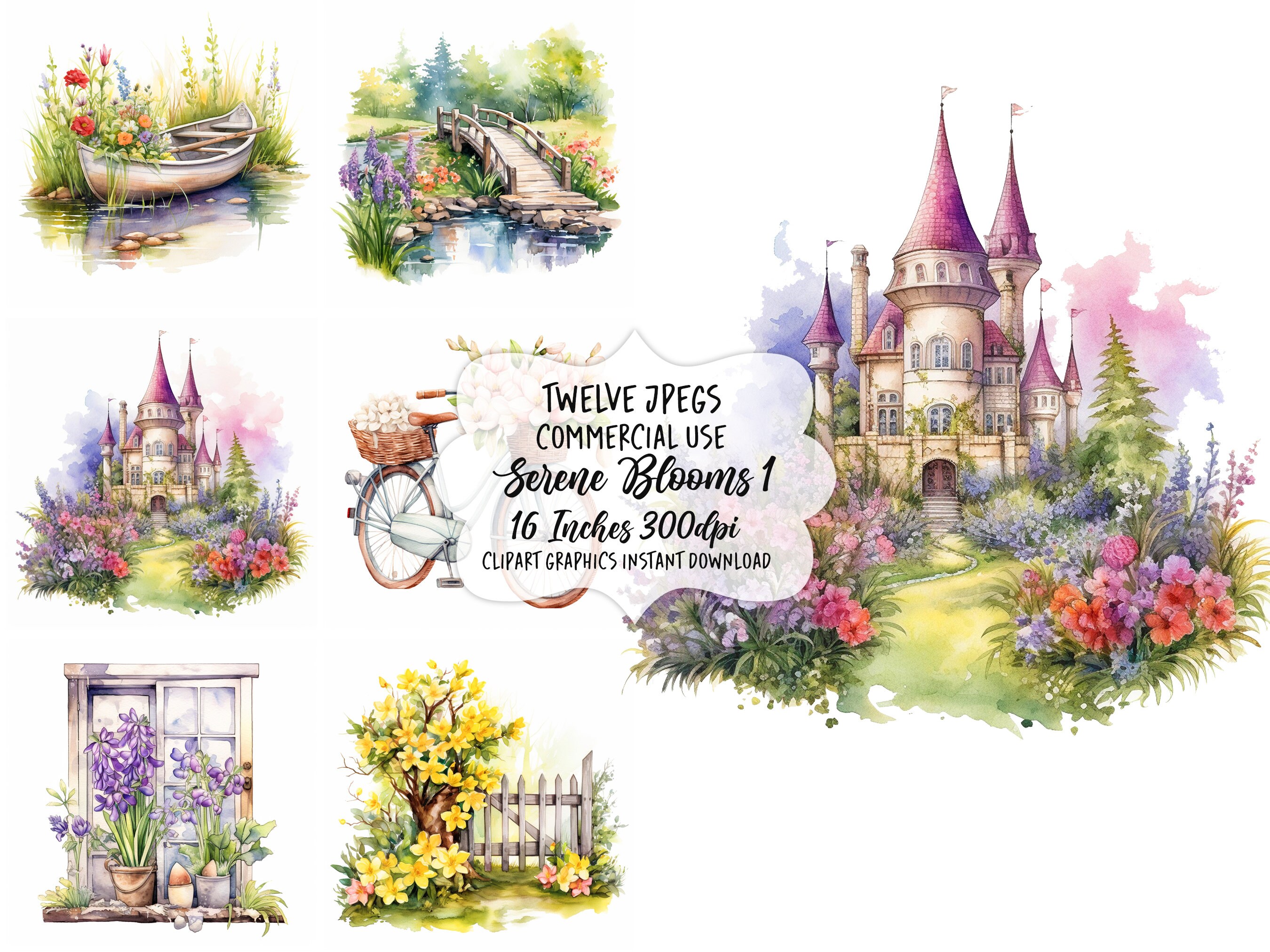 Spring Flower Clipart, Floral Clipart, Floral Botanical Clip Art ...