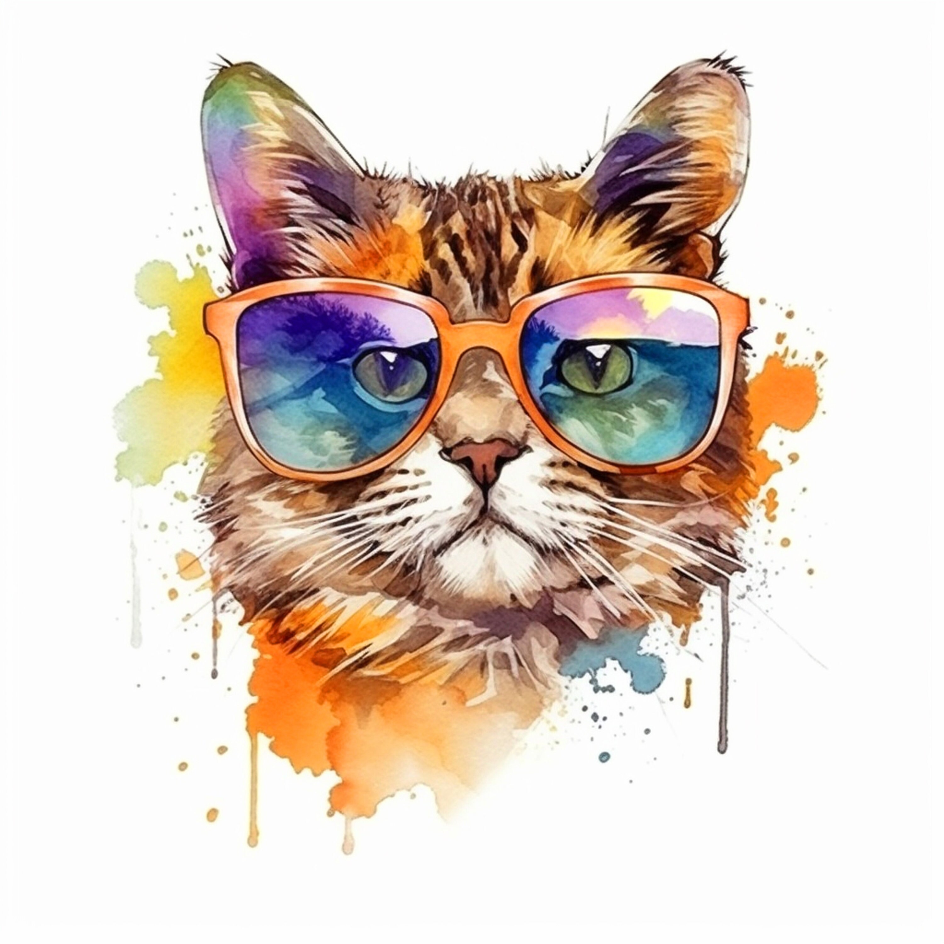 Cute Cat Sunglasses Clipart Junk Journal Printable Wall Art Junk Journal Digital Download