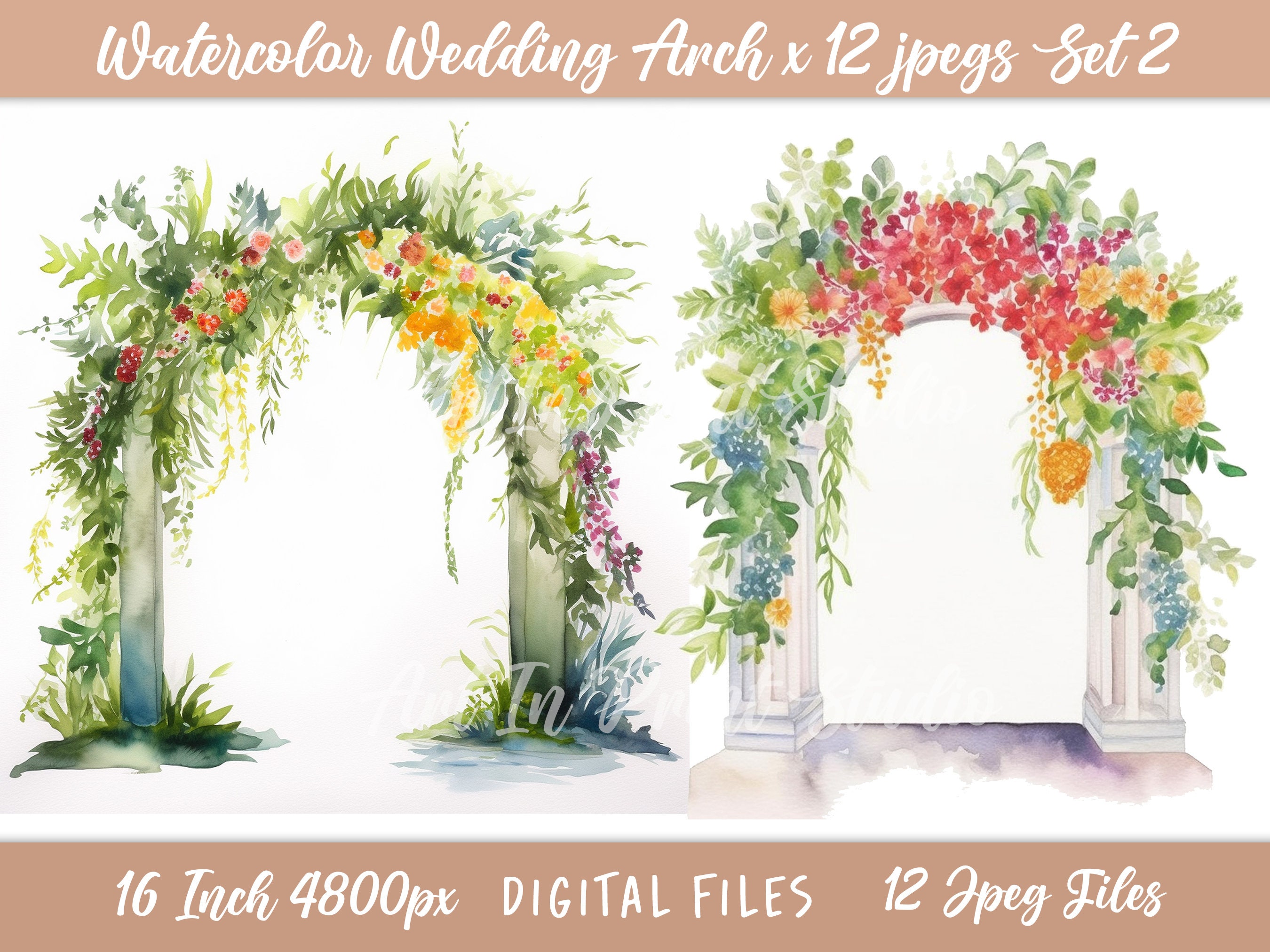 Watercolor Clipart Wedding Arch, Flowers Arch, Wedding Invites, Wedding ...