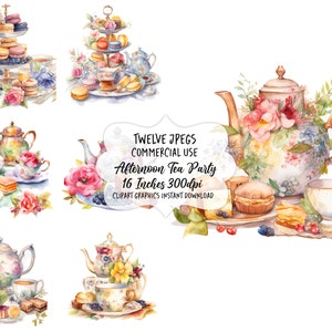 Afternoon Tea Party Clipart, Tea Time Clip Art, High Tea, Commercial ...