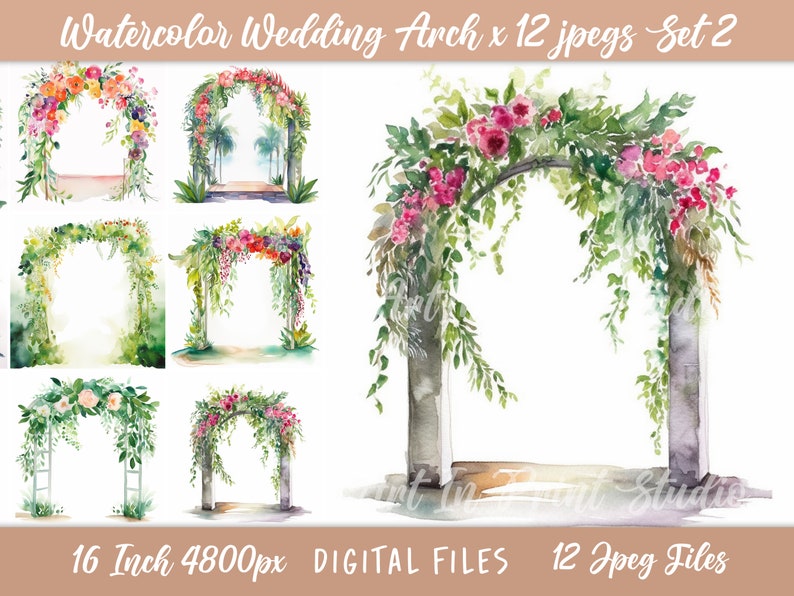 Watercolor Clipart Wedding Arch Flowers Arch Wedding - Etsy