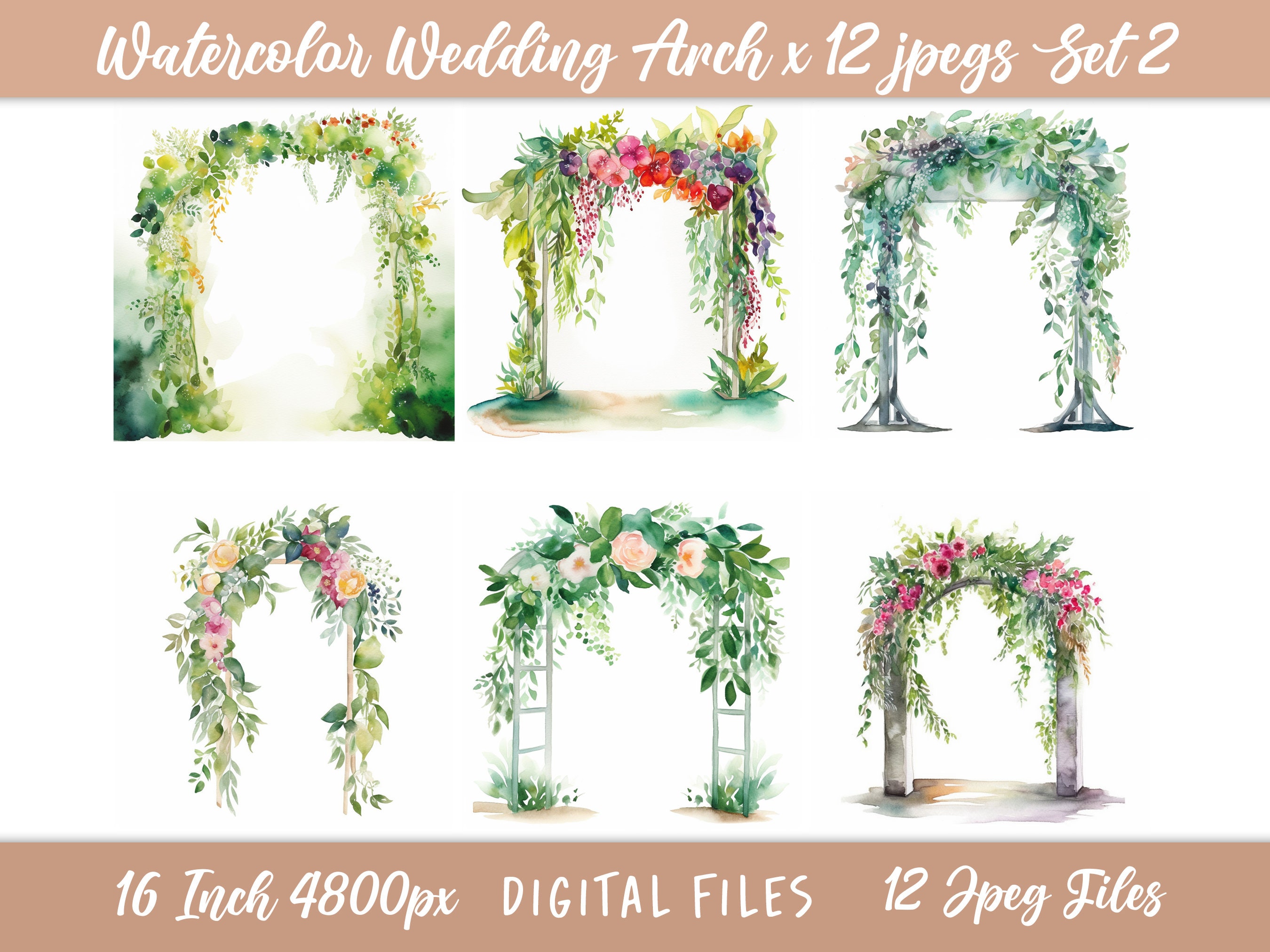 Watercolor Clipart Wedding Arch Flowers Arch Wedding - Etsy