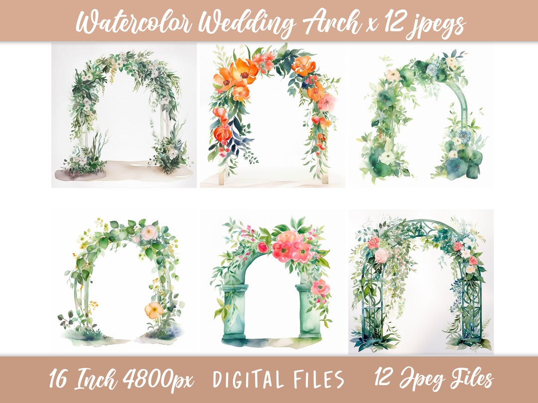 Watercolor Clipart Wedding Arch, Flowers Arch, Wedding Invites, Wedding ...
