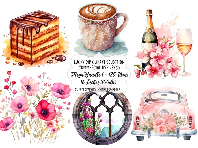 MEGA Clipart Bundle Mixed Clip Art Set Card Making - Etsy