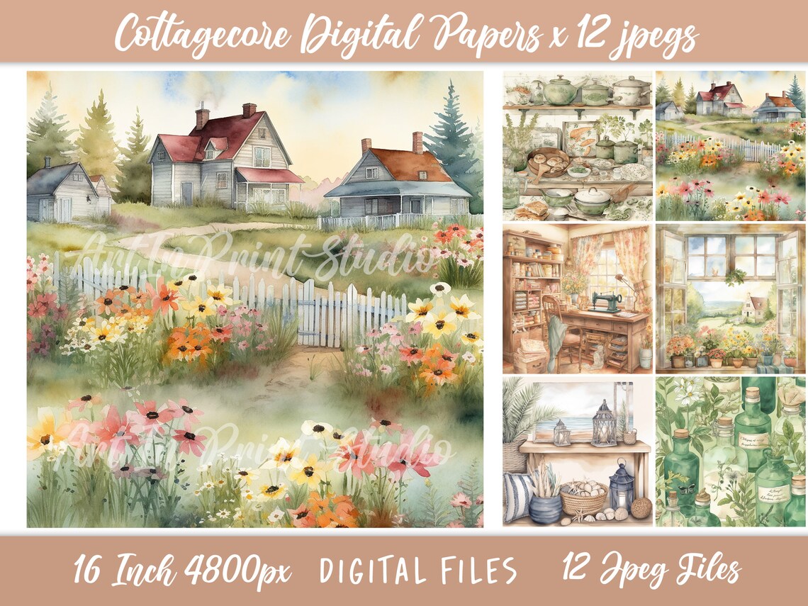Cottagecore Digital Paper Cottagecore Prints Wall Art Card - Etsy