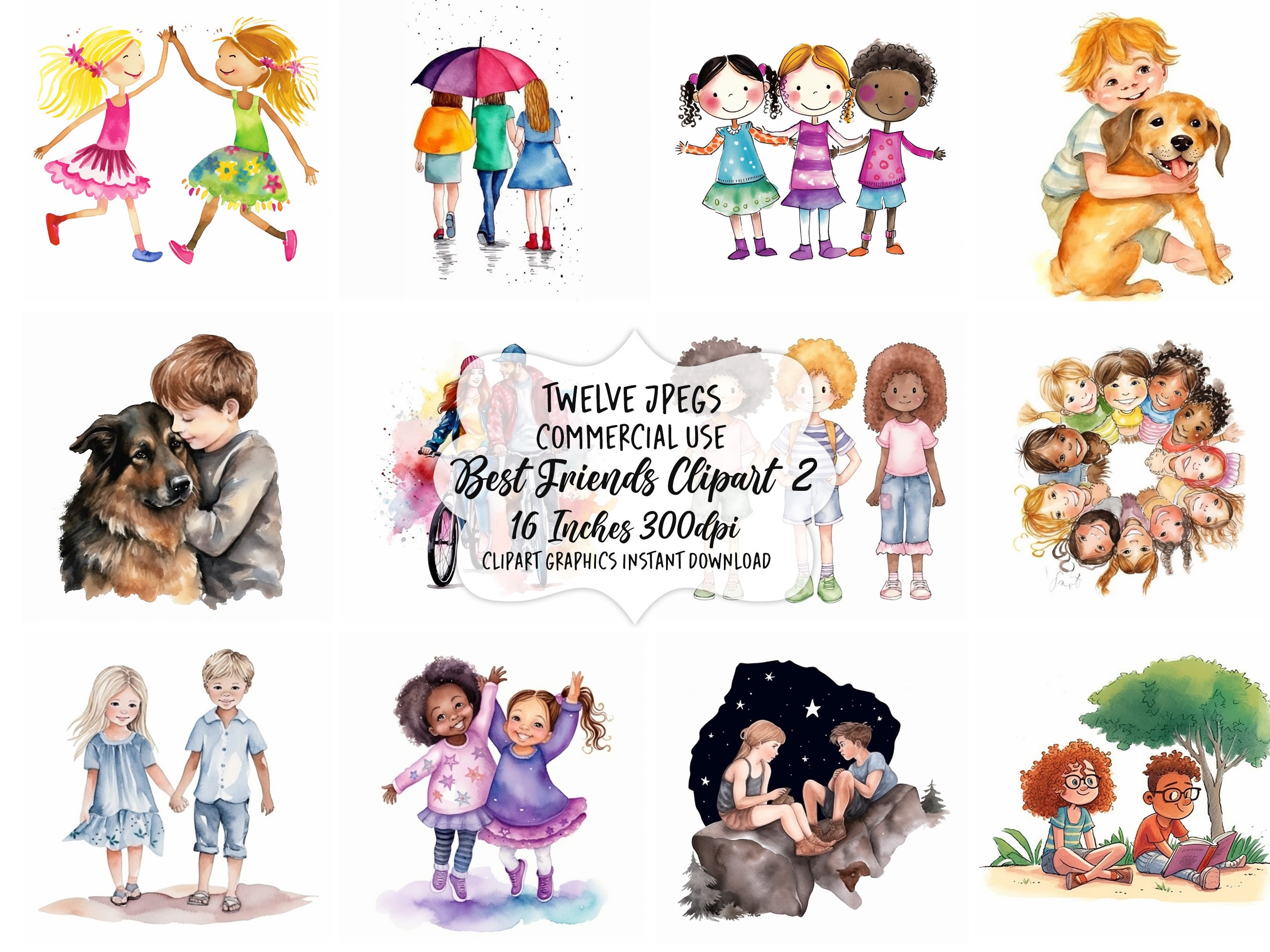 Best Friends Clipart, Best Friends Clip Art, Commercial Use, Digital ...