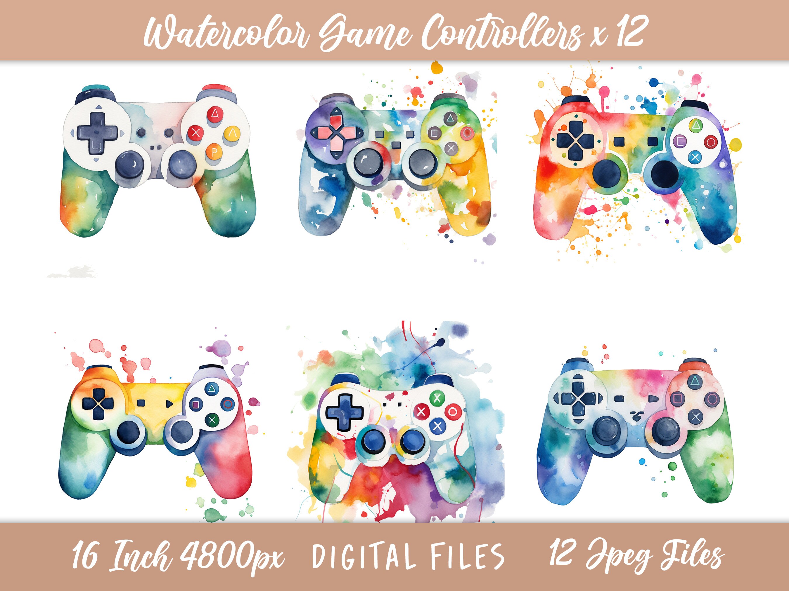 Console Clipart, Gamer Clipart, Video Game Clip Art, Digital Paper ...