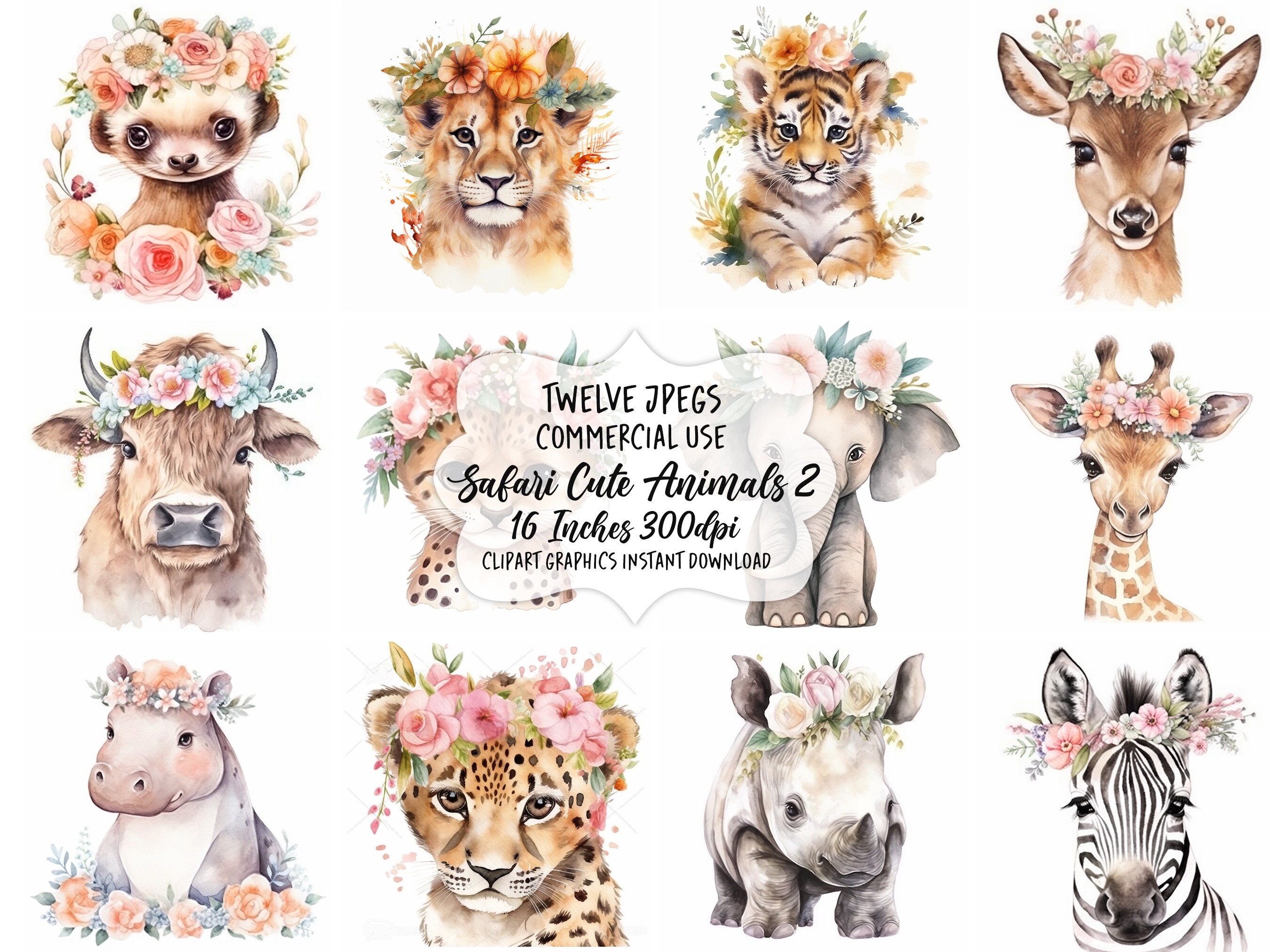 Baby Jungle Safari Animals Clipart Nursery Art Baby Shower - Etsy