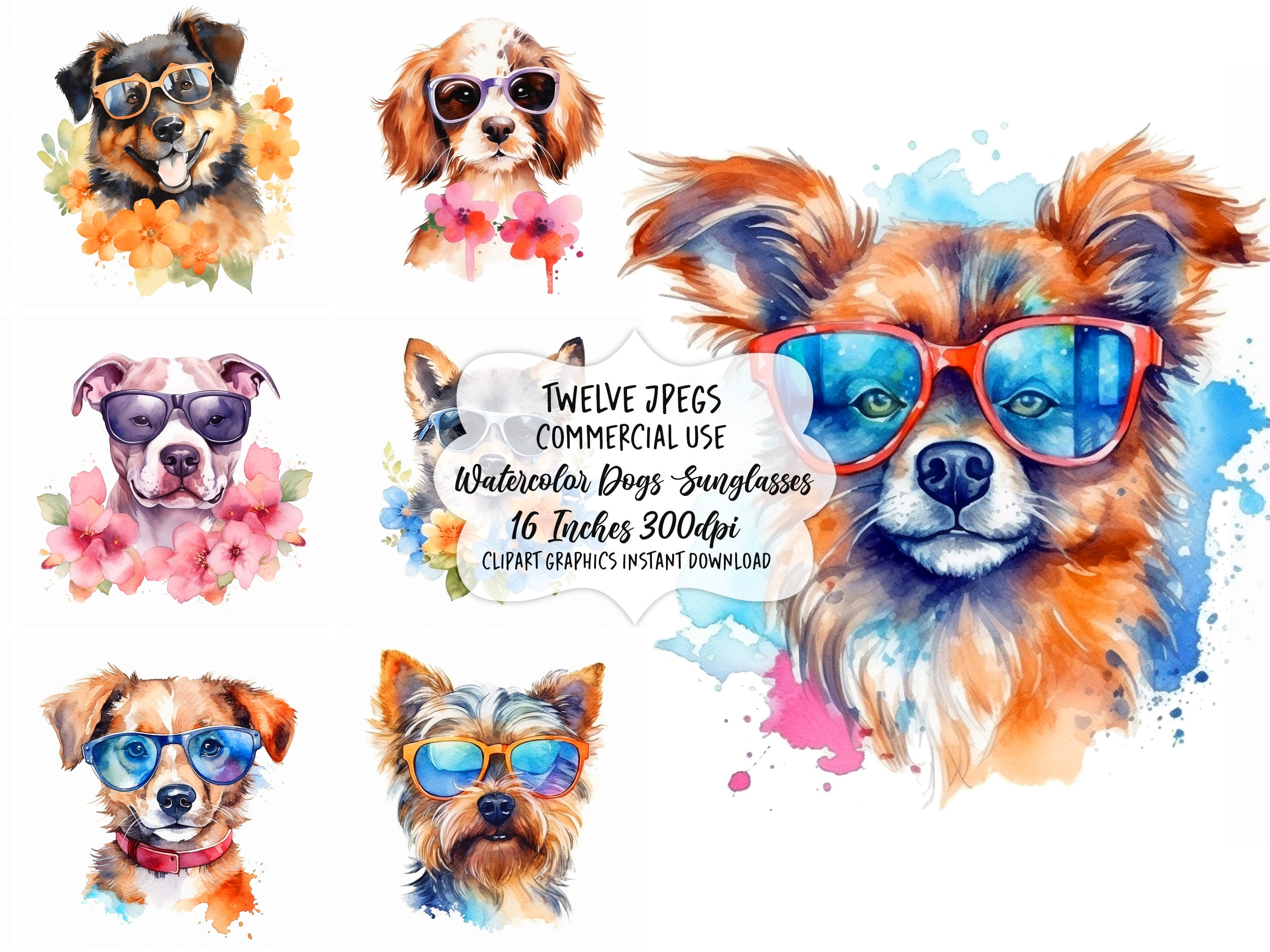Watercolor Dogs Clipart Dog Watercolor Clipart Junk Journal - Etsy