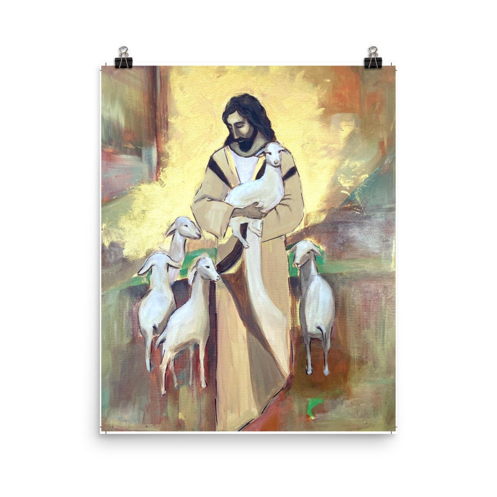 Sheppard Jesus With Lamb Religious Christ Framed Wall Art Modern Jesus ...
