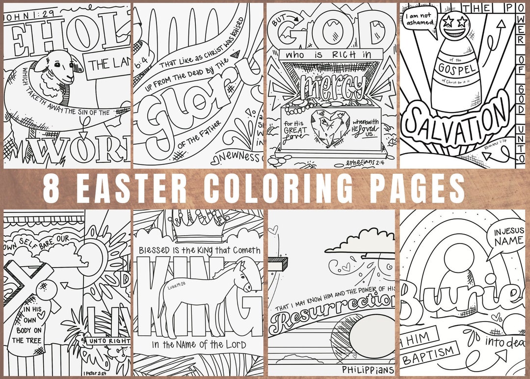 8 Easter Coloring Pages for Kids With Bible Verses - Etsy