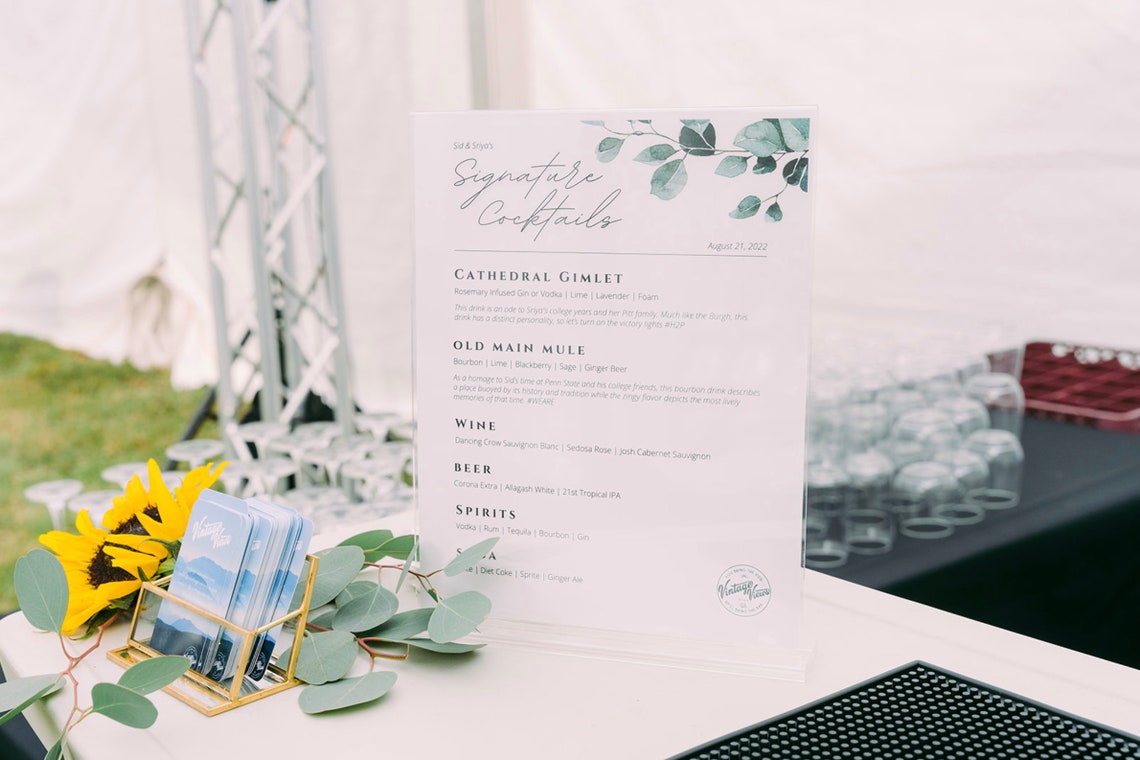 Custom Signature Cocktails Sign (full Menu) - Etsy