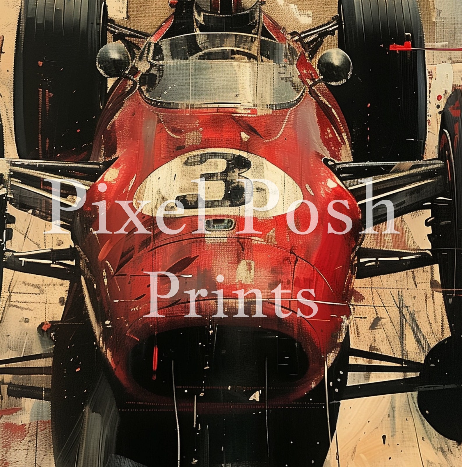 Retro F1 Racing Art Print: Vintage Grand Prix Formula One Decor for ...