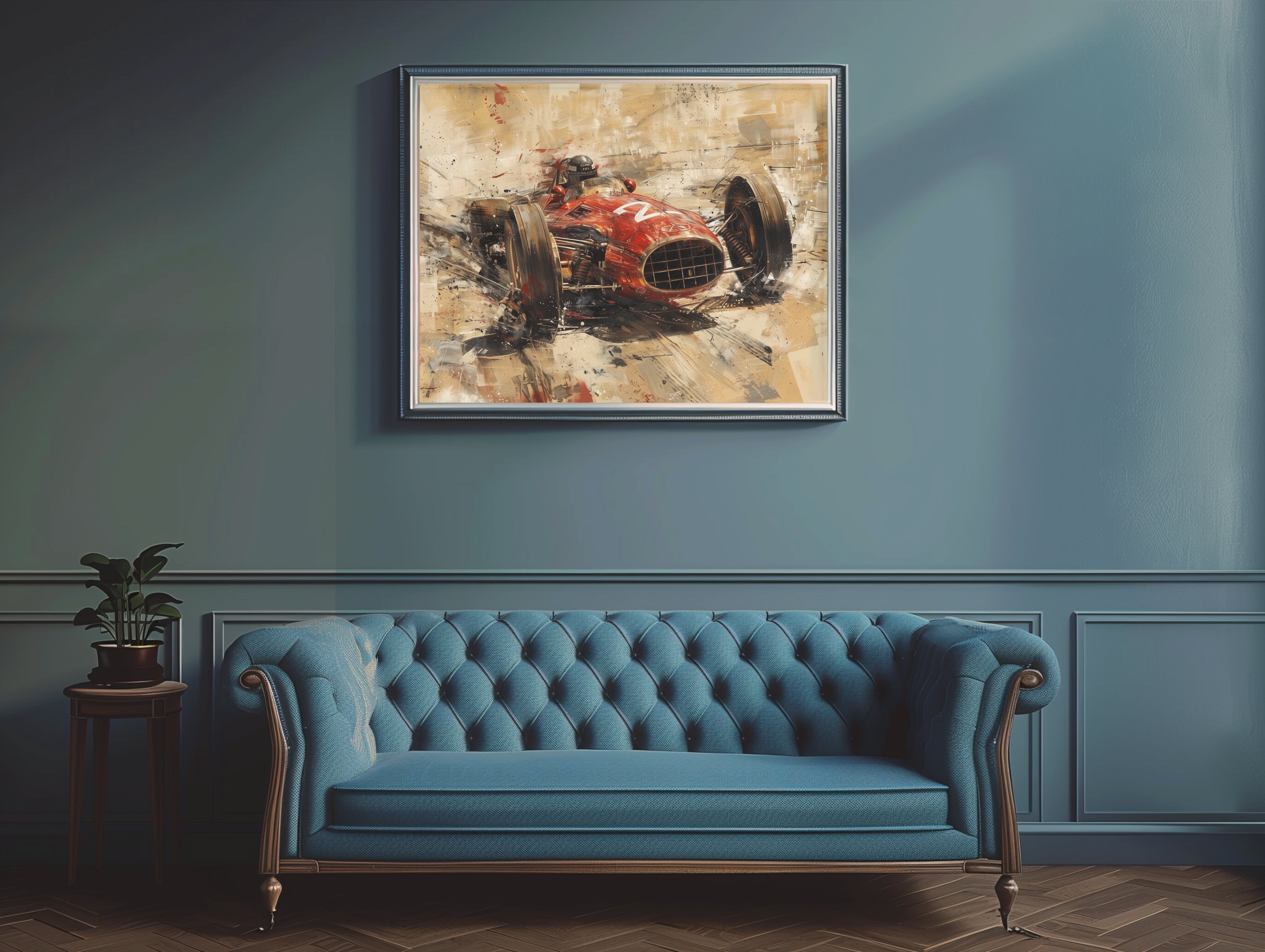 Vintage Formula One Racing Car Art Print - Dynamic Retro Race Car ...