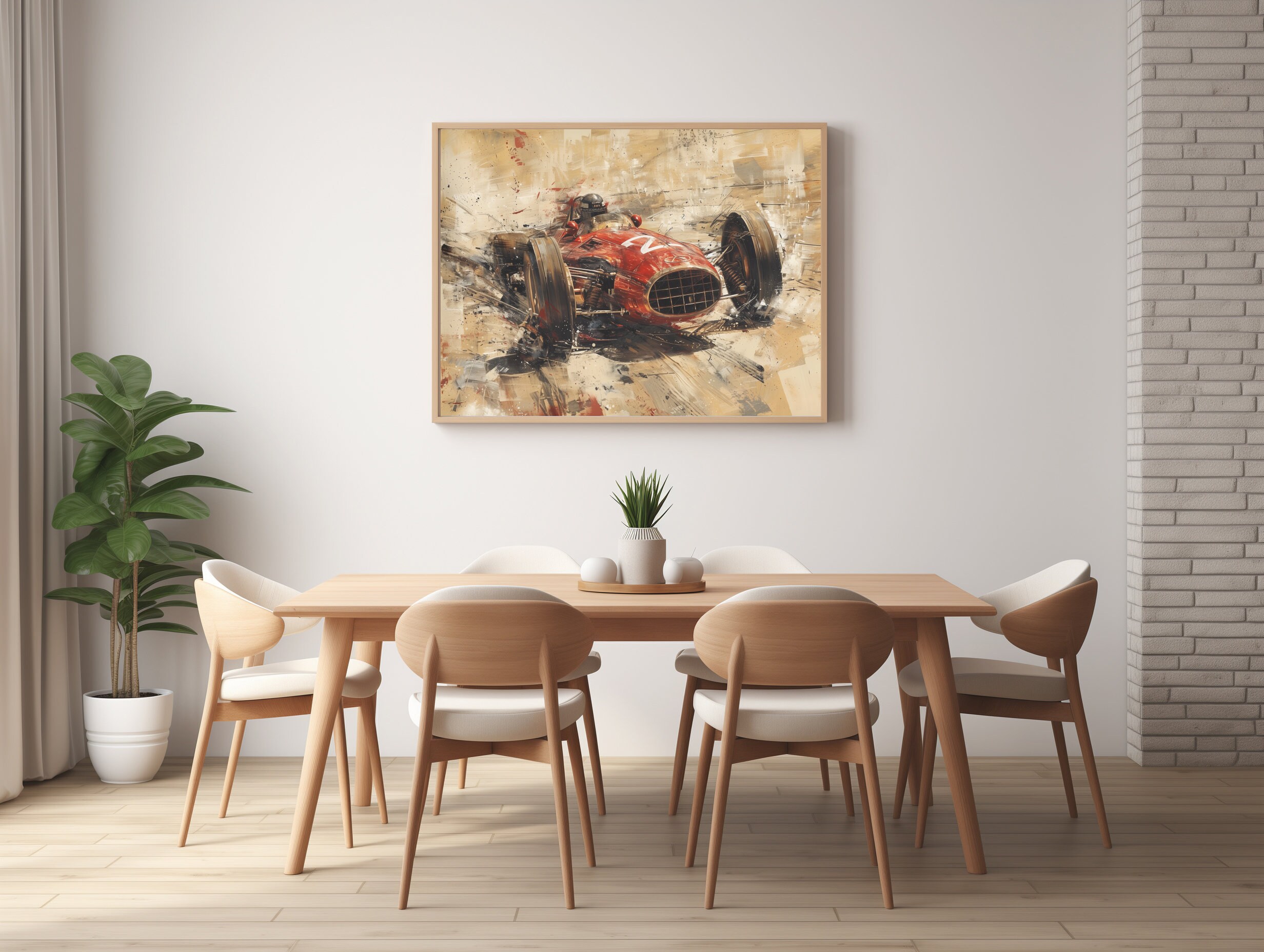 Vintage Formula One Racing Car Art Print - Dynamic Retro Race Car ...