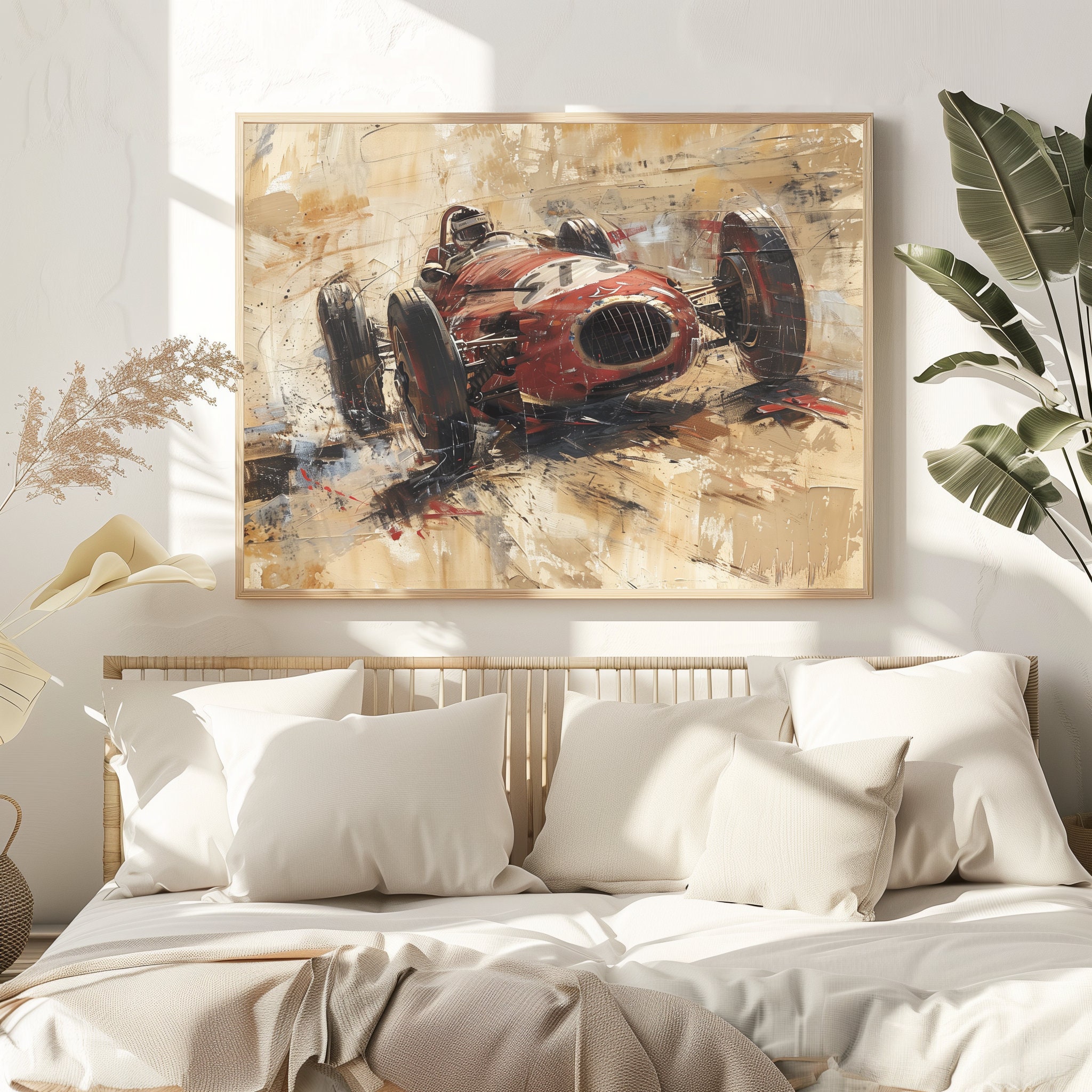 Energetic Vintage F1 Race Car Print Action-packed Retro Racing Art ...