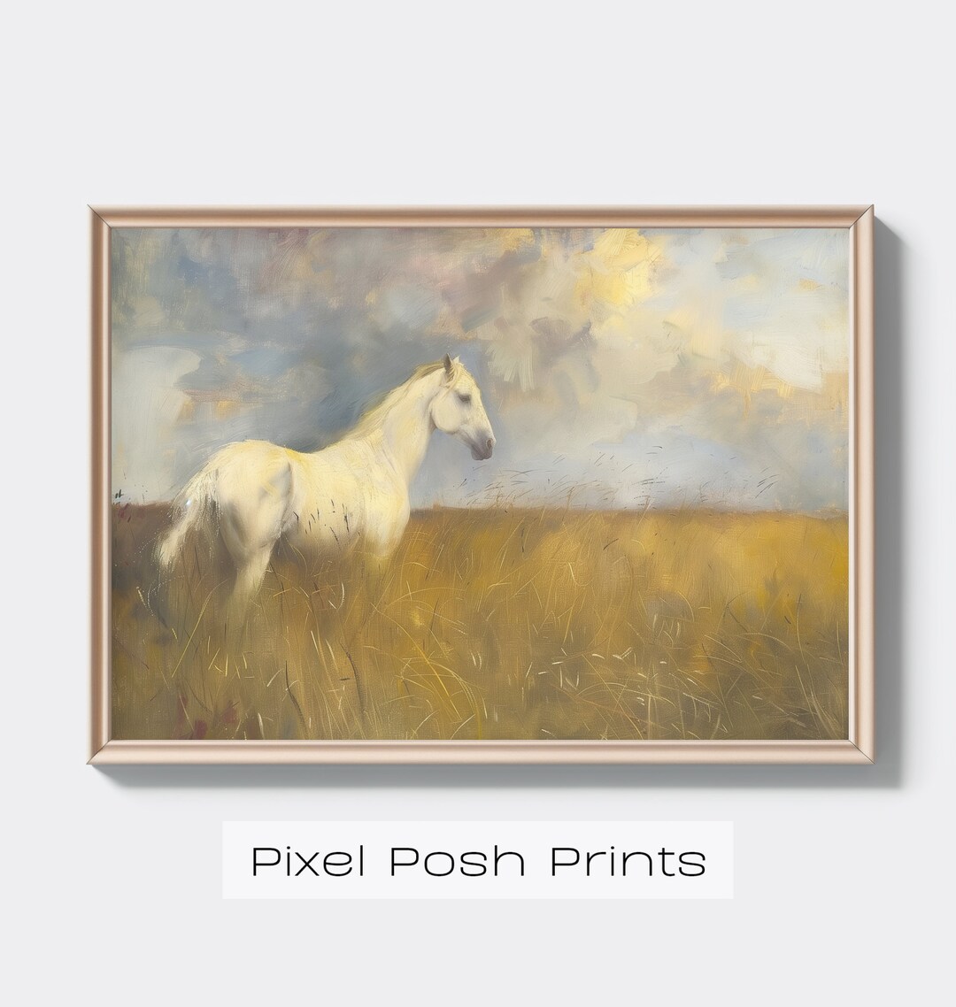 Wild Stallion Portrait Oil Painting Print Free Horse Digital Print A8 ...
