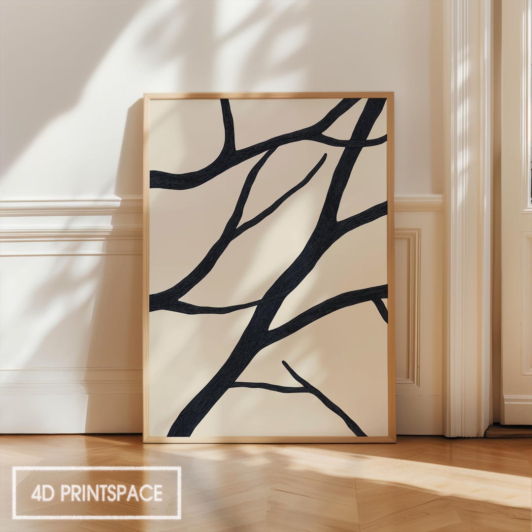 Japandi Printable Wall Art | Minimalist Zen Brushstroke & Botanical Ink ...