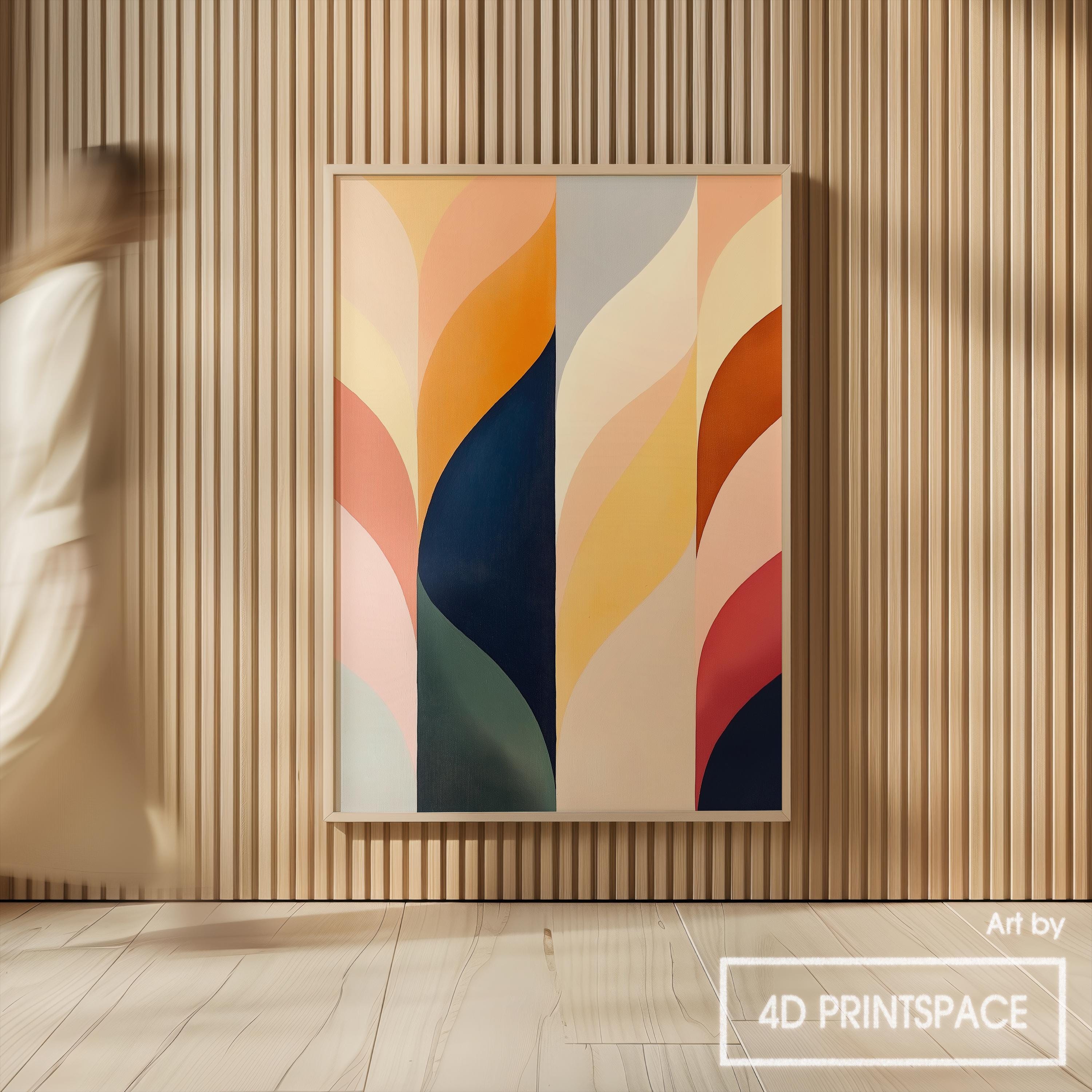 Modern Abstract Wall Art | Black, Orange, and Beige | High-resolution ...