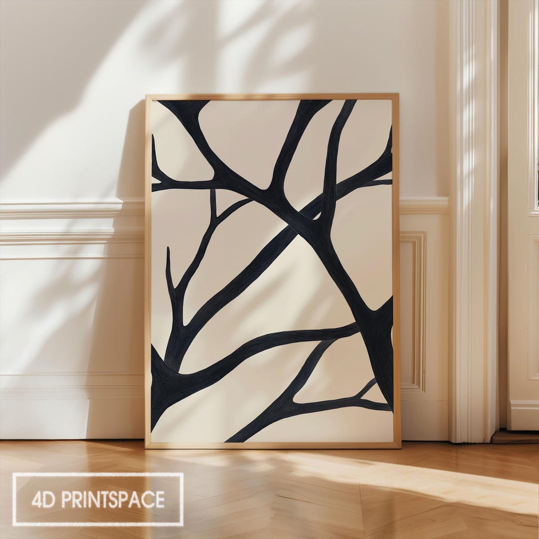 Japandi Printable Wall Art | Minimalist Zen Brushstroke & Botanical Ink ...