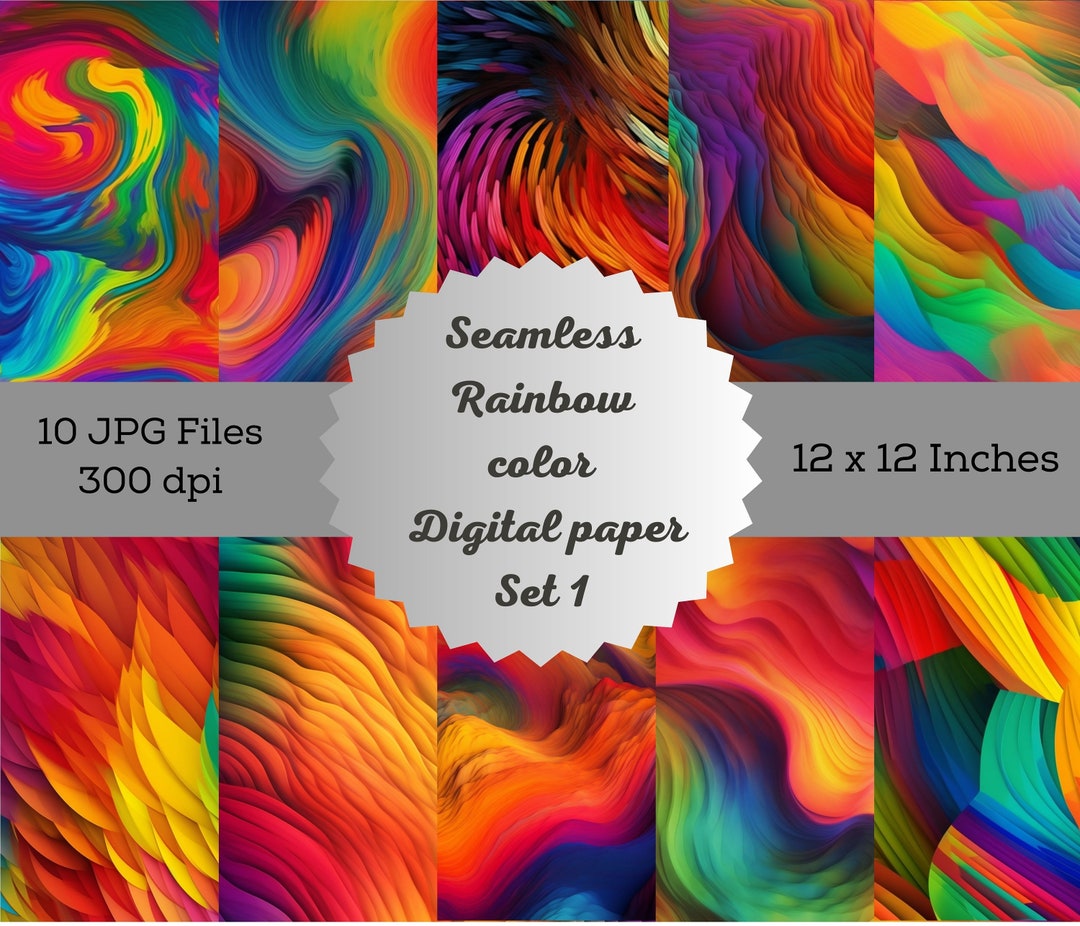 Rainbow Digital Paper - Rainbow Digital Art - Seamless Rainbow Pattern ...