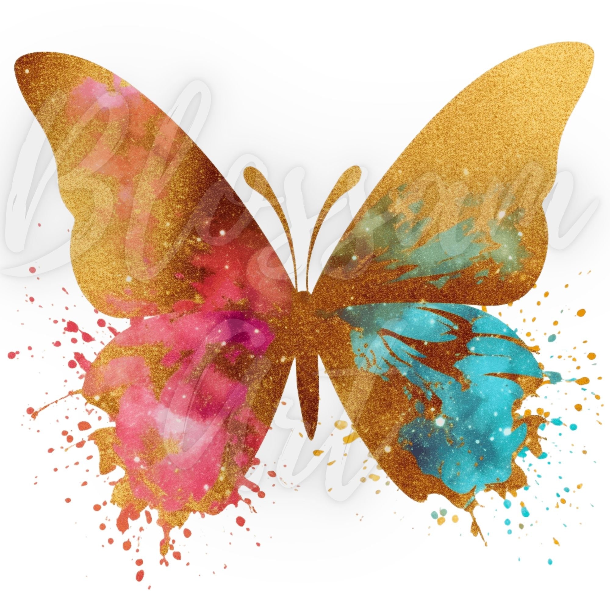 10 Gold Glitter Butterfly Clipart Butterflies Png Commercial Use T ...