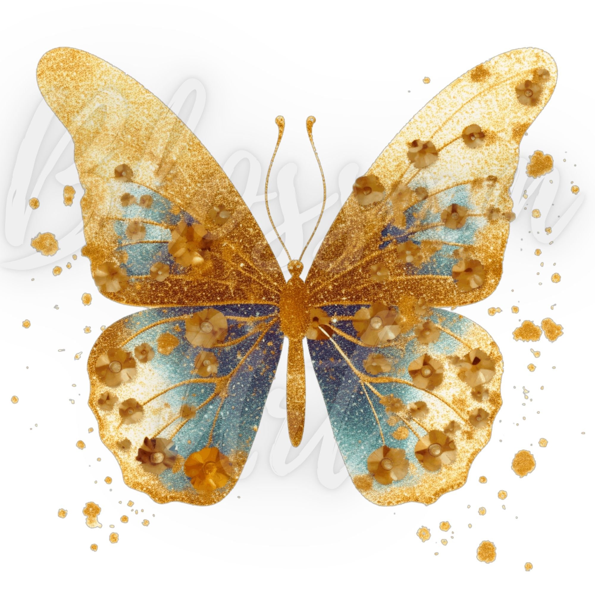 10 Gold Glitter Butterfly Clipart Butterflies Png Commercial Use T ...
