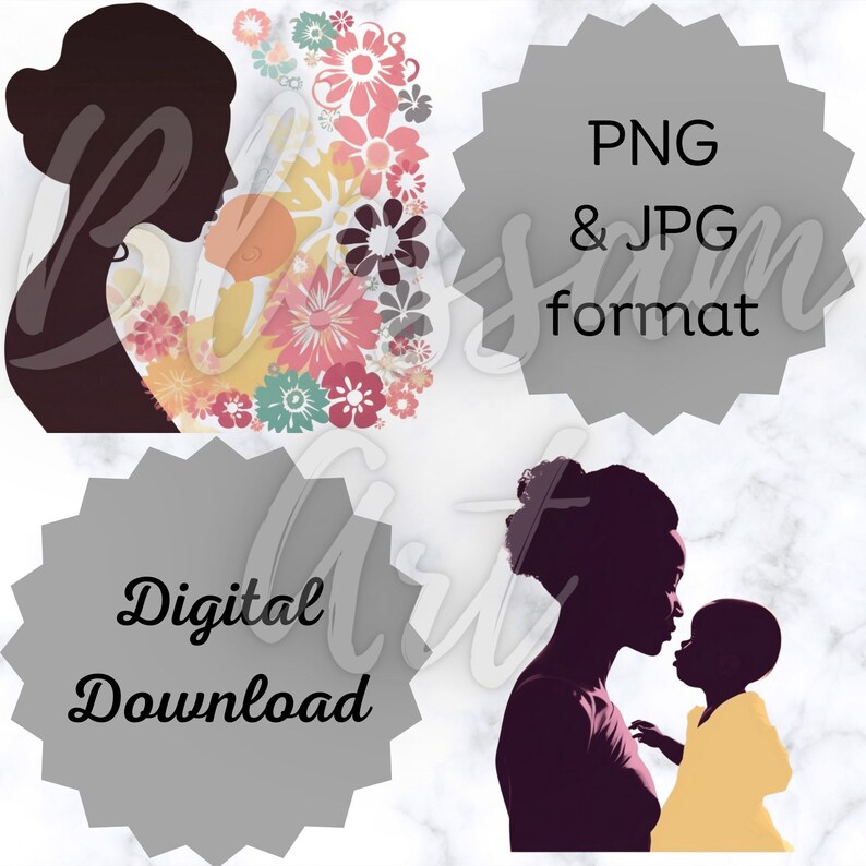 14 Mother and Baby Clipart Perfect for Card Making Baby Shower Soon to ...