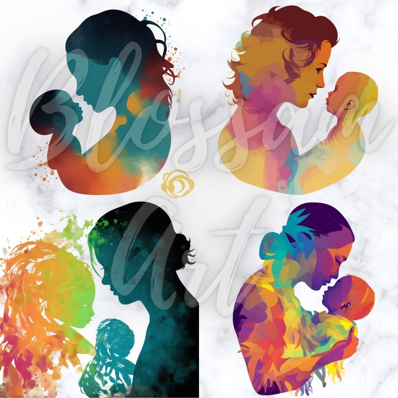 14 Mother and Baby Clipart Perfect for Card Making Baby Shower Soon to ...