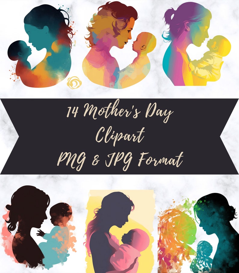 14 Mother and Baby Clipart Perfect for Card Making Baby Shower Soon to ...