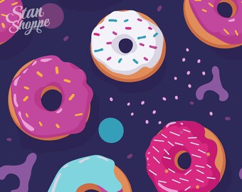 Donuts Digital Paper Pack Doughnuts Clipart Donut Background - Etsy
