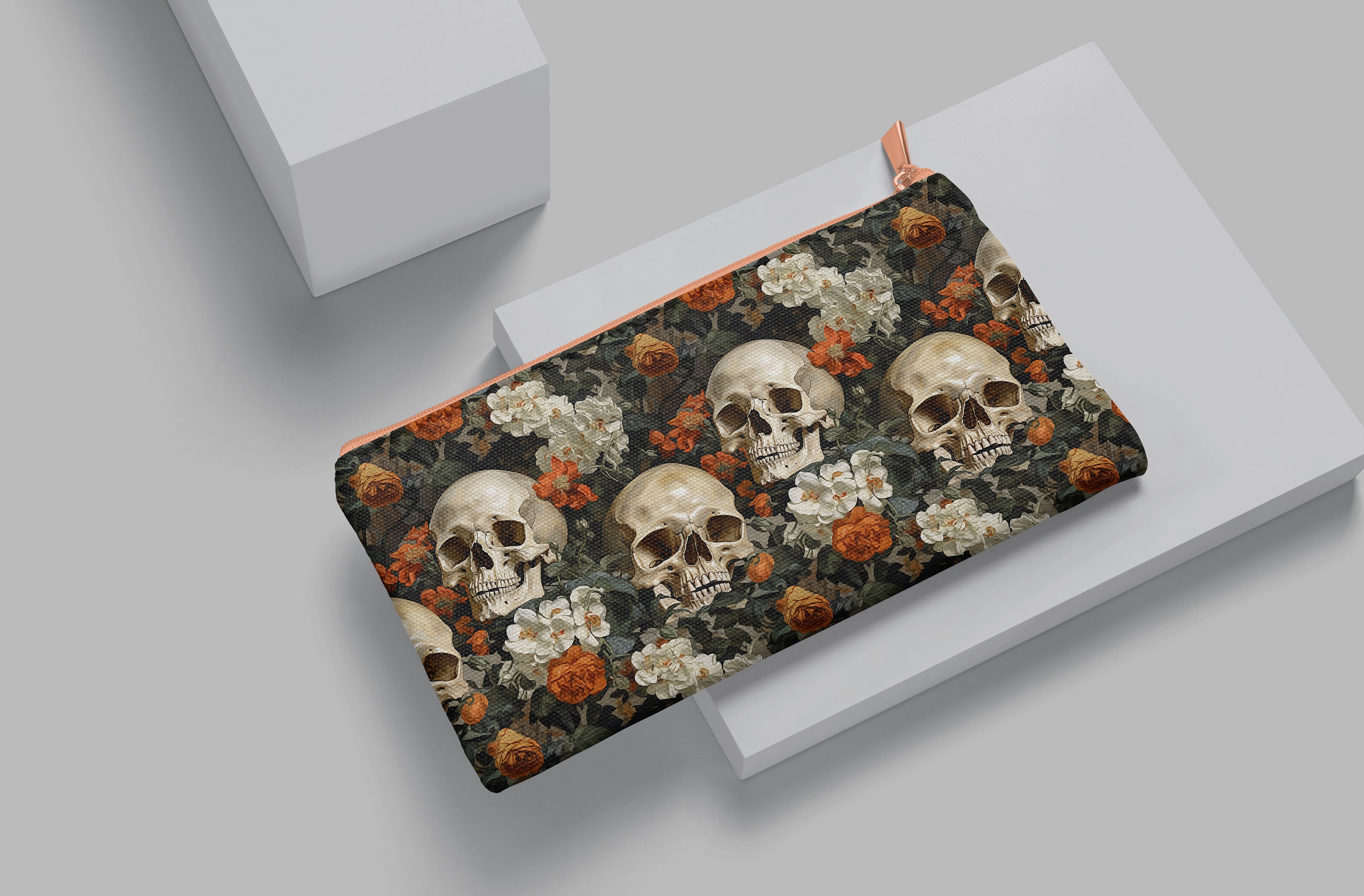 Blooming Skull Garden - Oil Painting of Skulls and Flowers for Digital ...