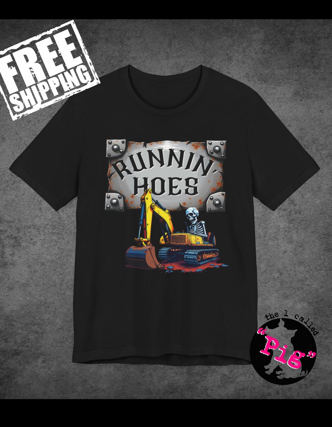 Funny Runnin' Hoes Skeleton Tee, Excavator Operator Shirt, Construction ...