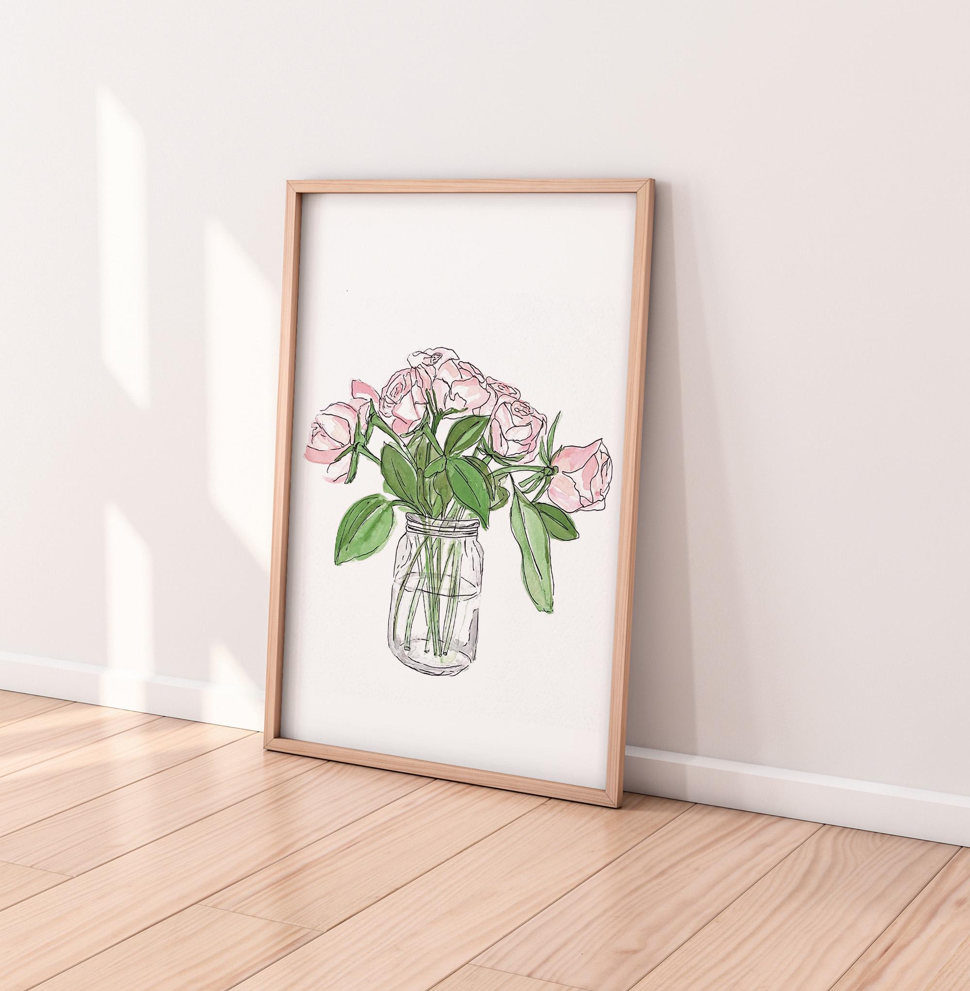 Vase of Roses Digital Art Print Digital Flower Wall Art Design Created ...