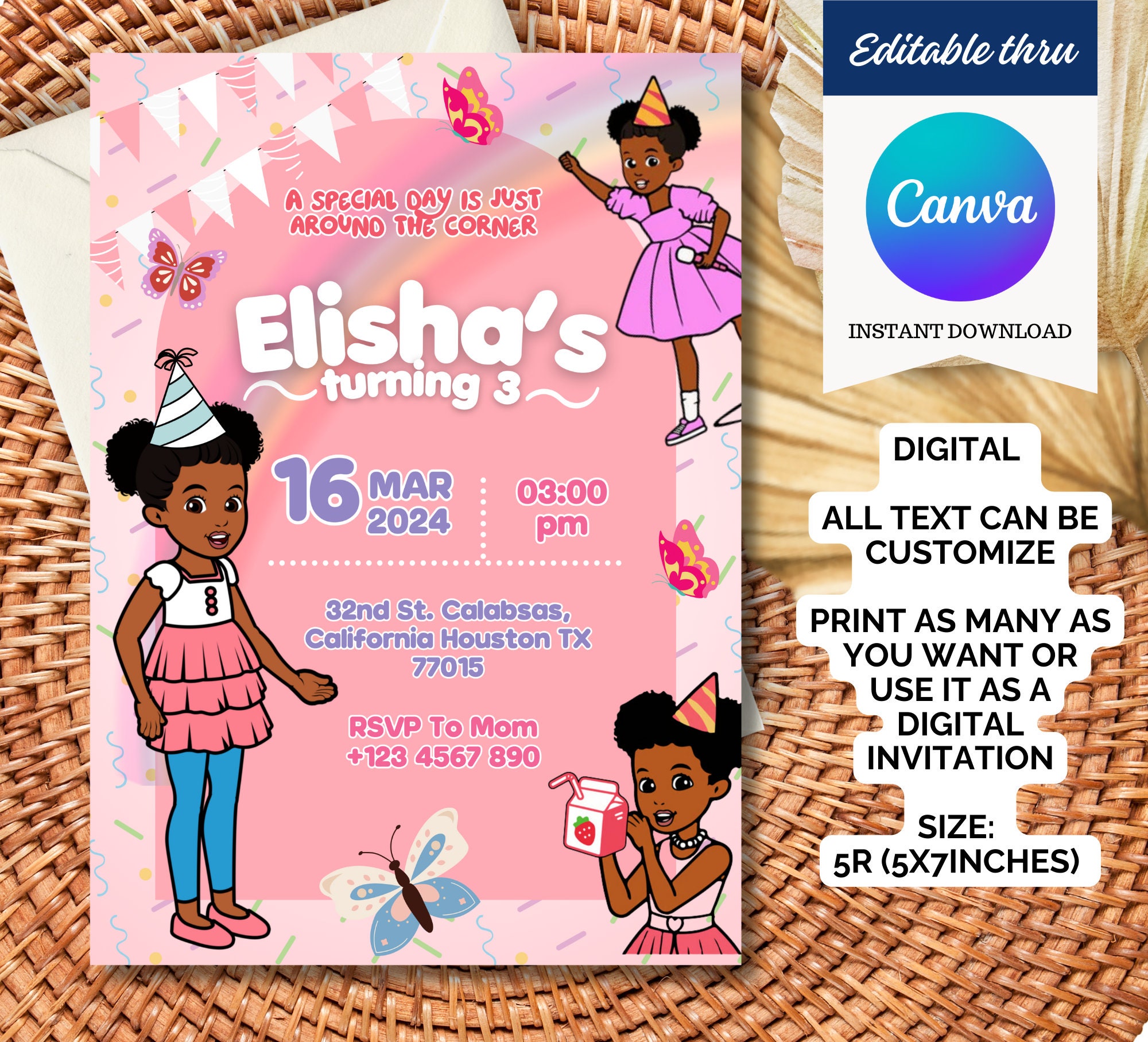 Customizable Gracie's Corner Birthday Invitation, Editable Gracies ...