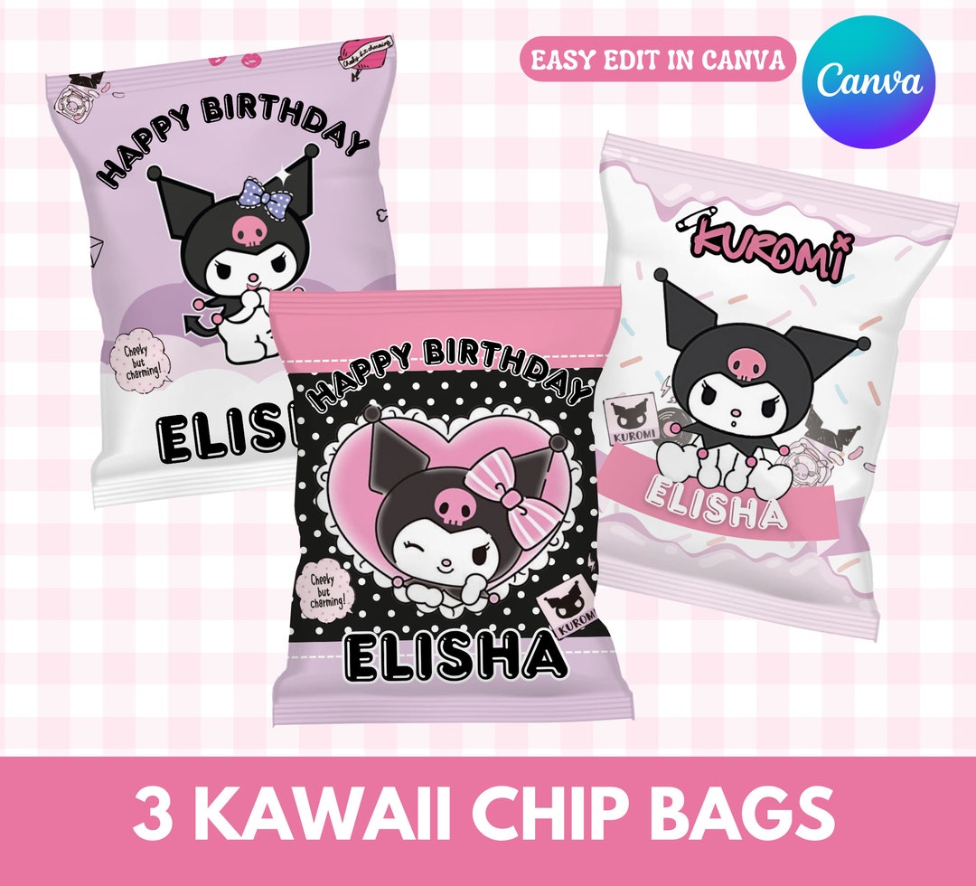 Kawaii Chip Bags Kuro-mi Chip Bags Canva Template Customizable Chip ...